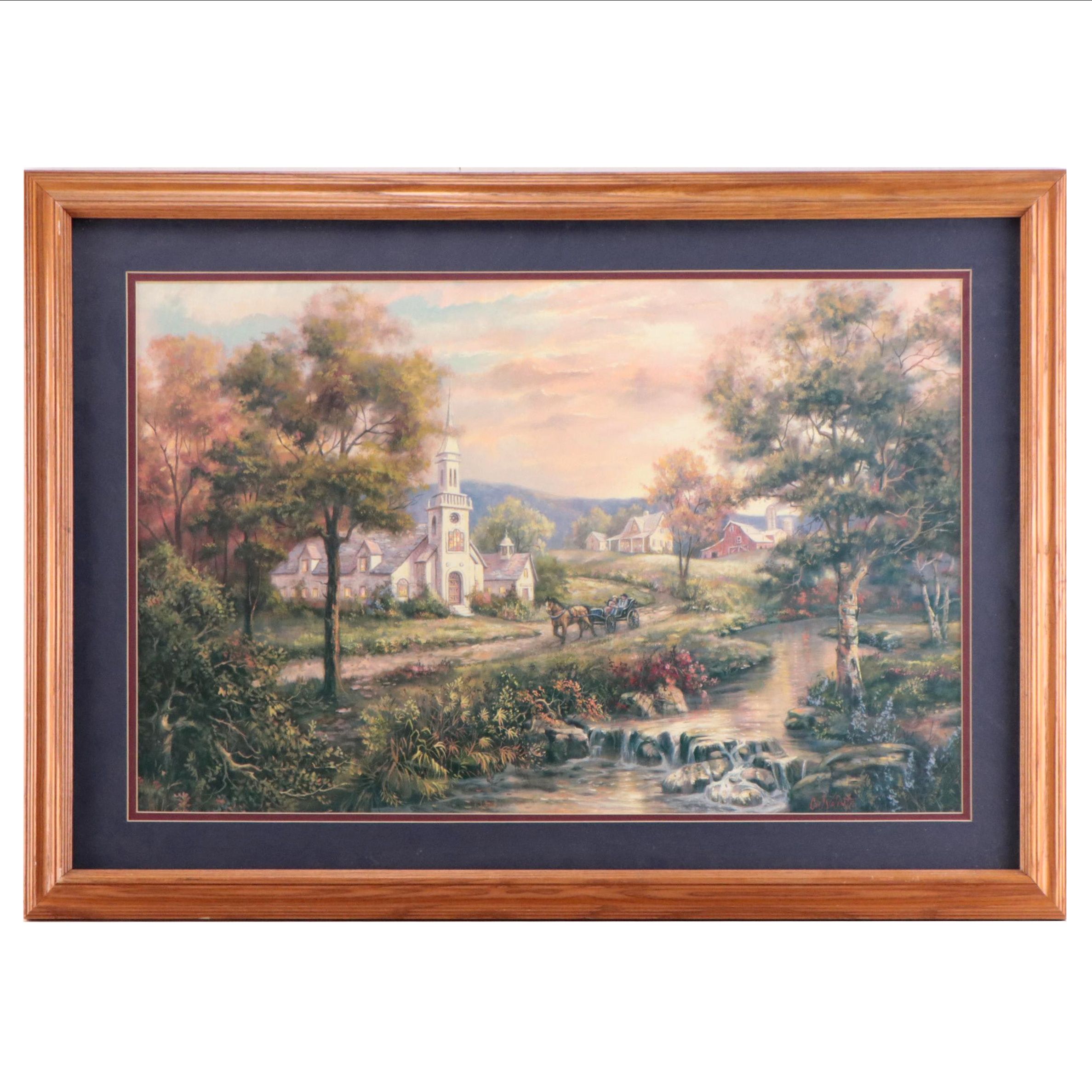 Offset Lithograph After Carl Valente "Vermont's Colonial Times" | EBTH