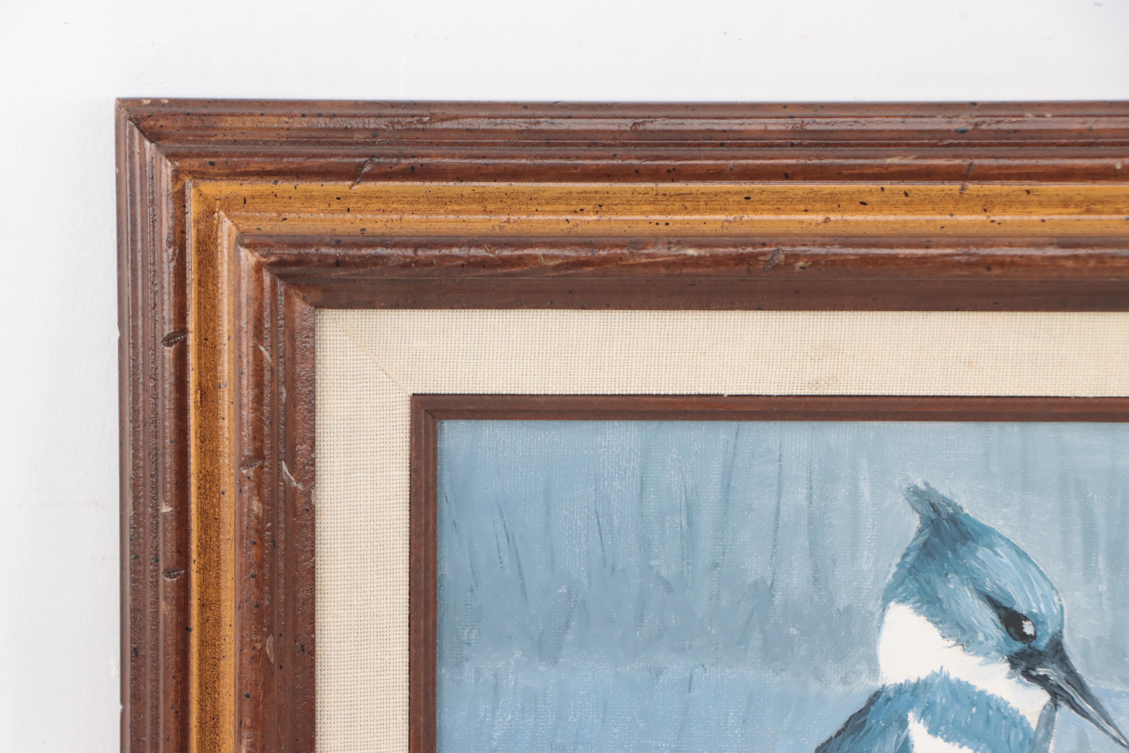 Jean Armstrong Oil Painting of Blue Jay on Branch, 1991 | EBTH