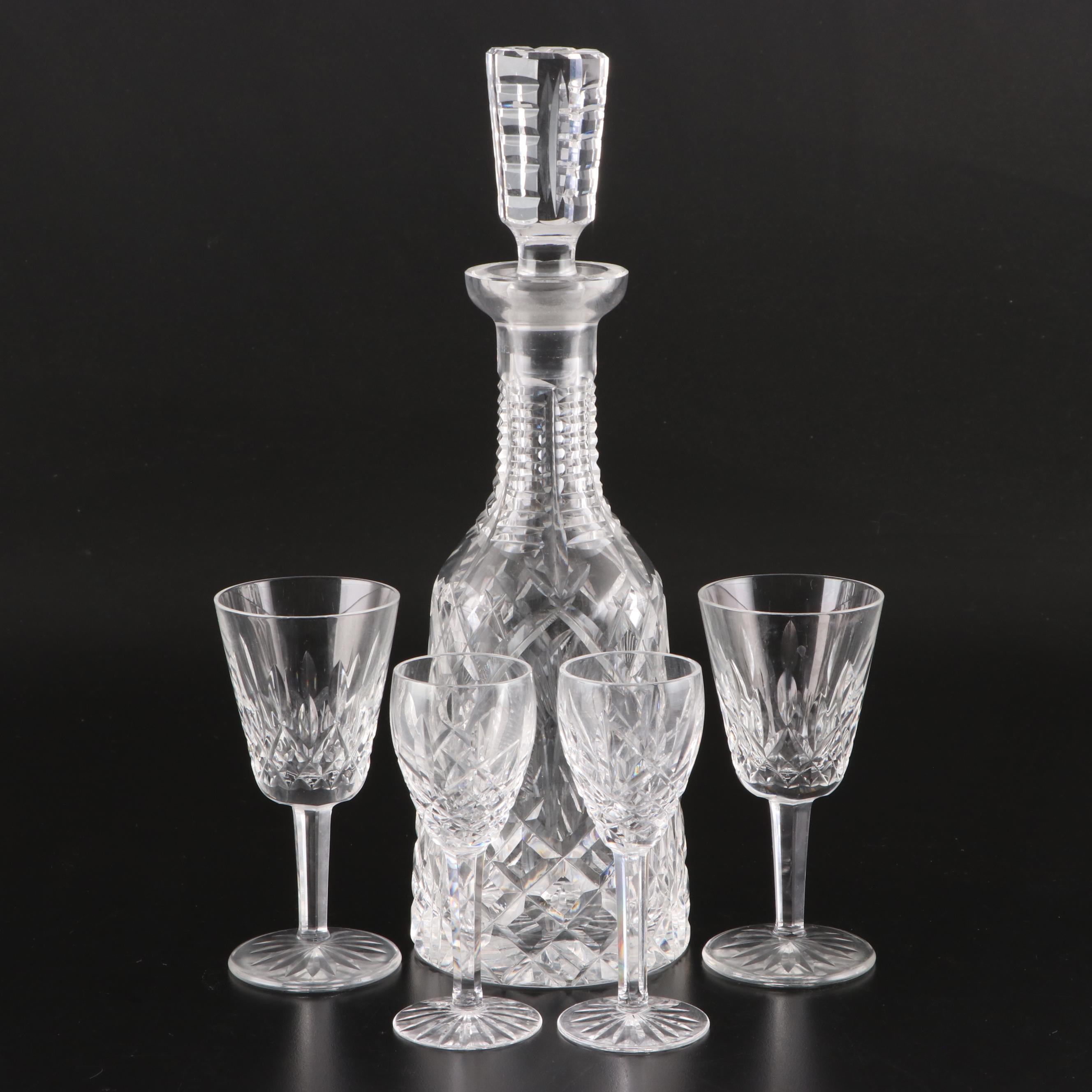 Waterford Crystal "Shannon Jubilee" Decanter and "Lismore" Stemware | EBTH