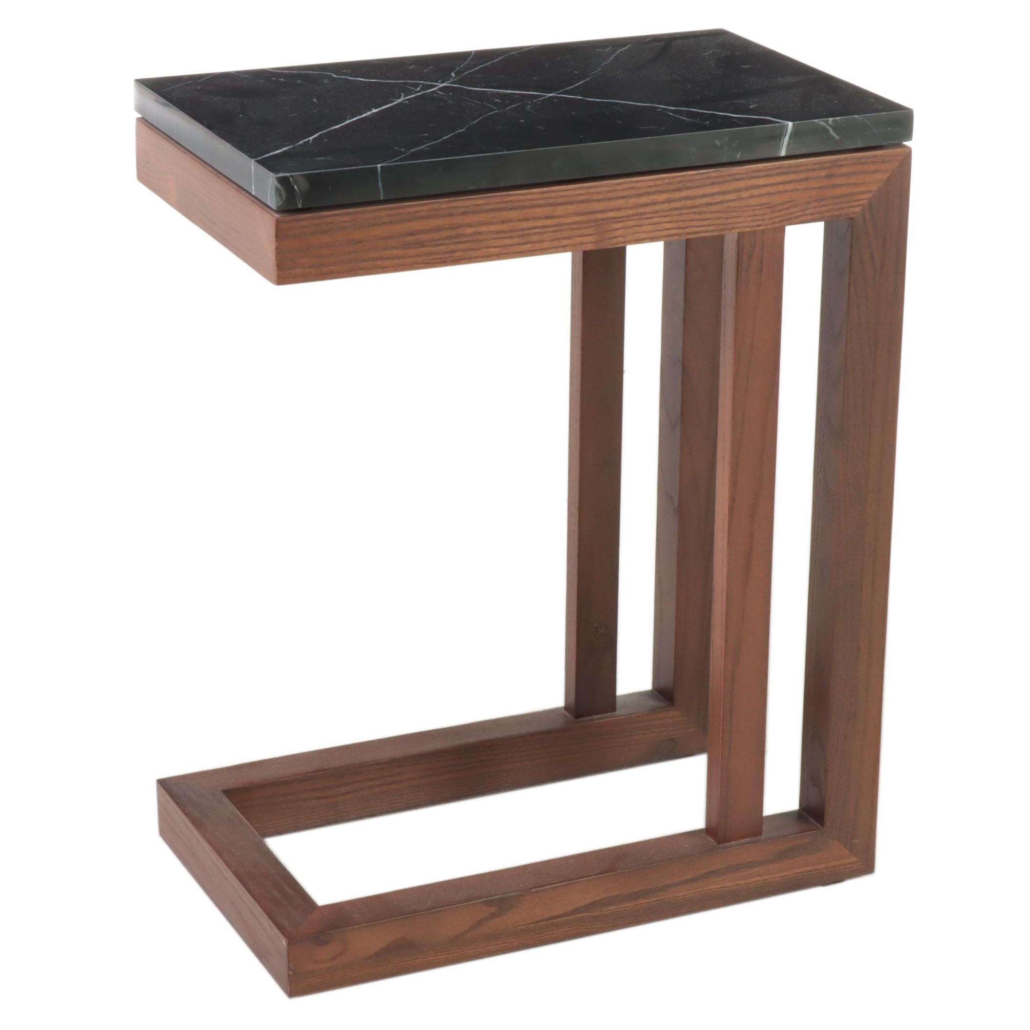 Oak and Marble Cantilever Side Table | EBTH