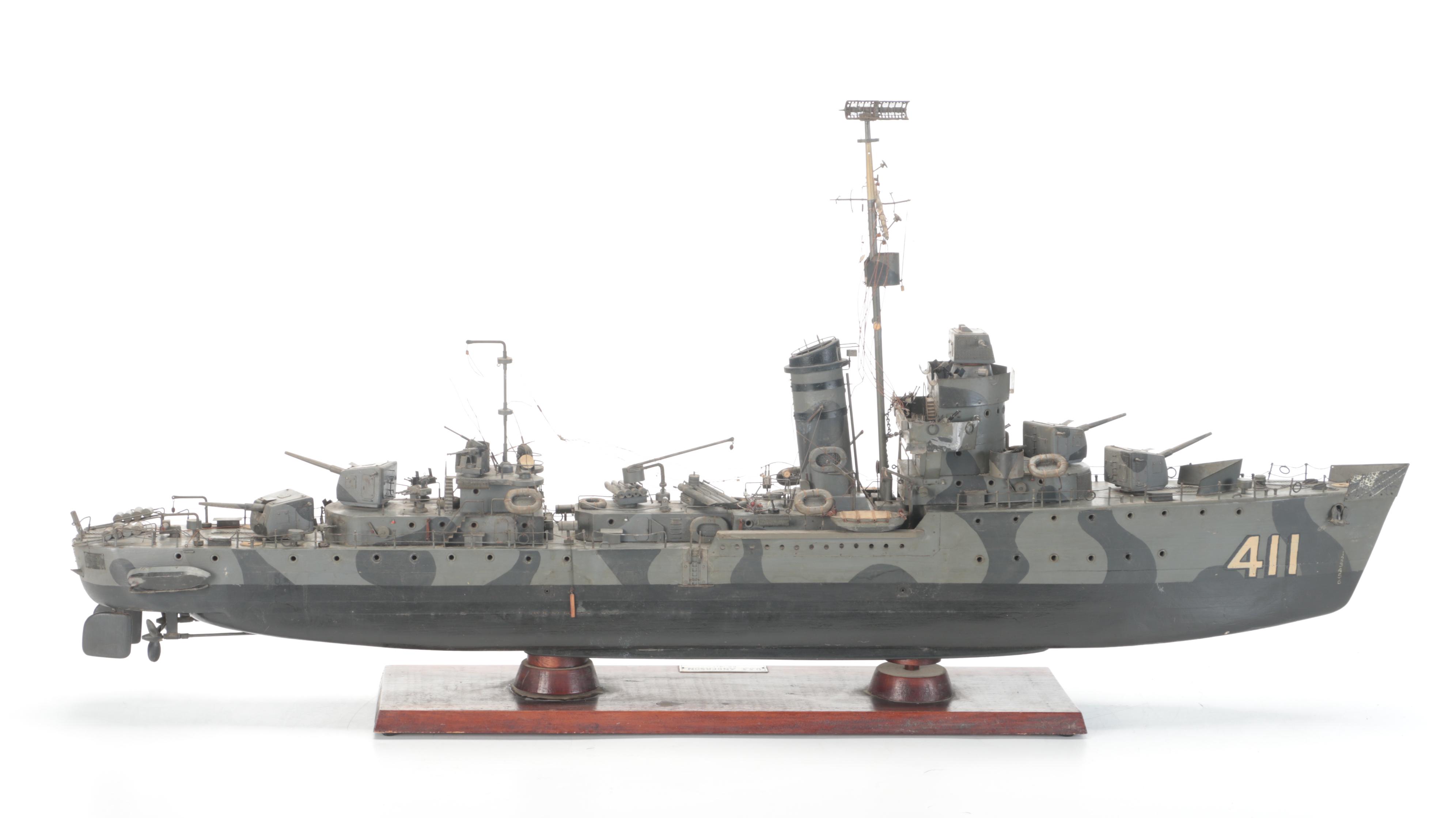 Hand-Crafted U.S. Navy USS Anderson (DD-411) Destroyer Model Ship | EBTH