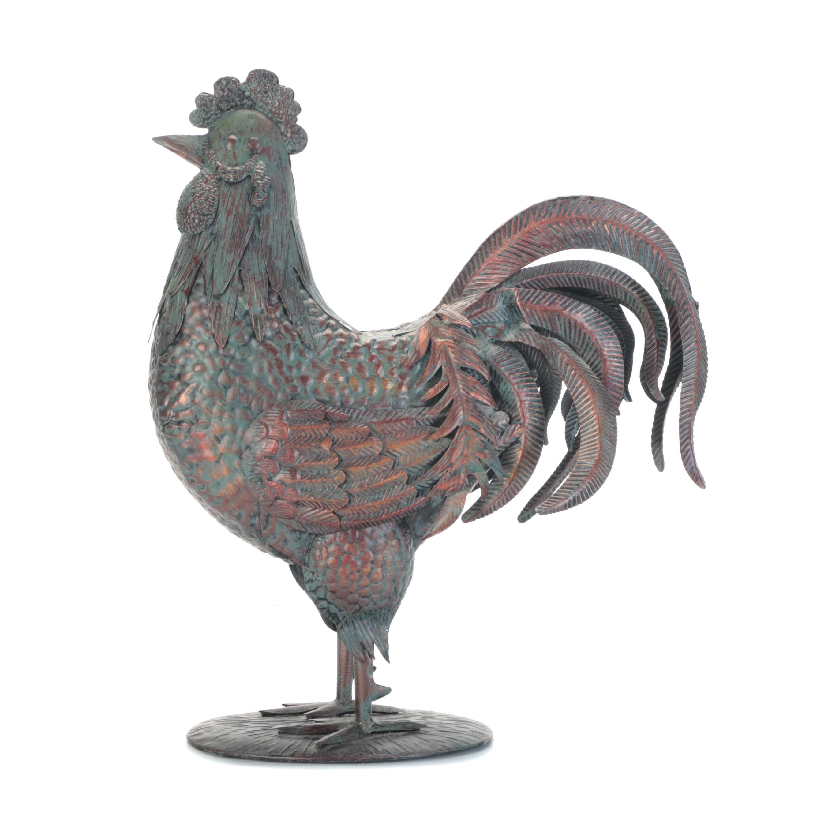 Patinated Copper Rooster Figurine | EBTH