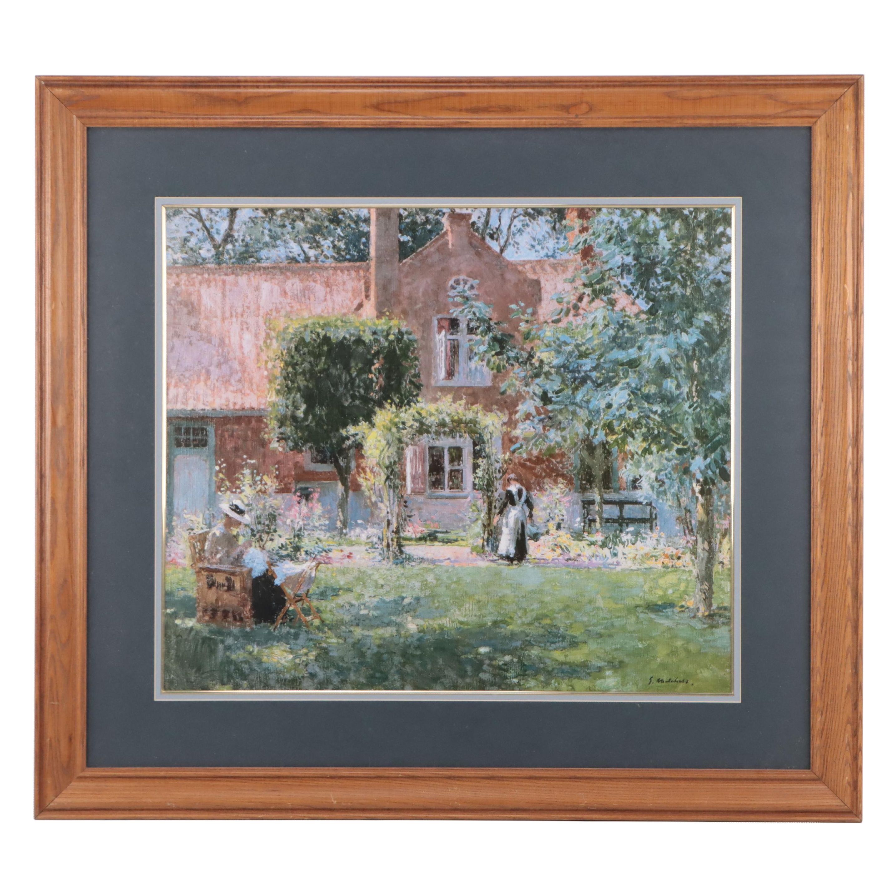 Offset Lithograph After Gari Melchers "Unpretentious Garden ...