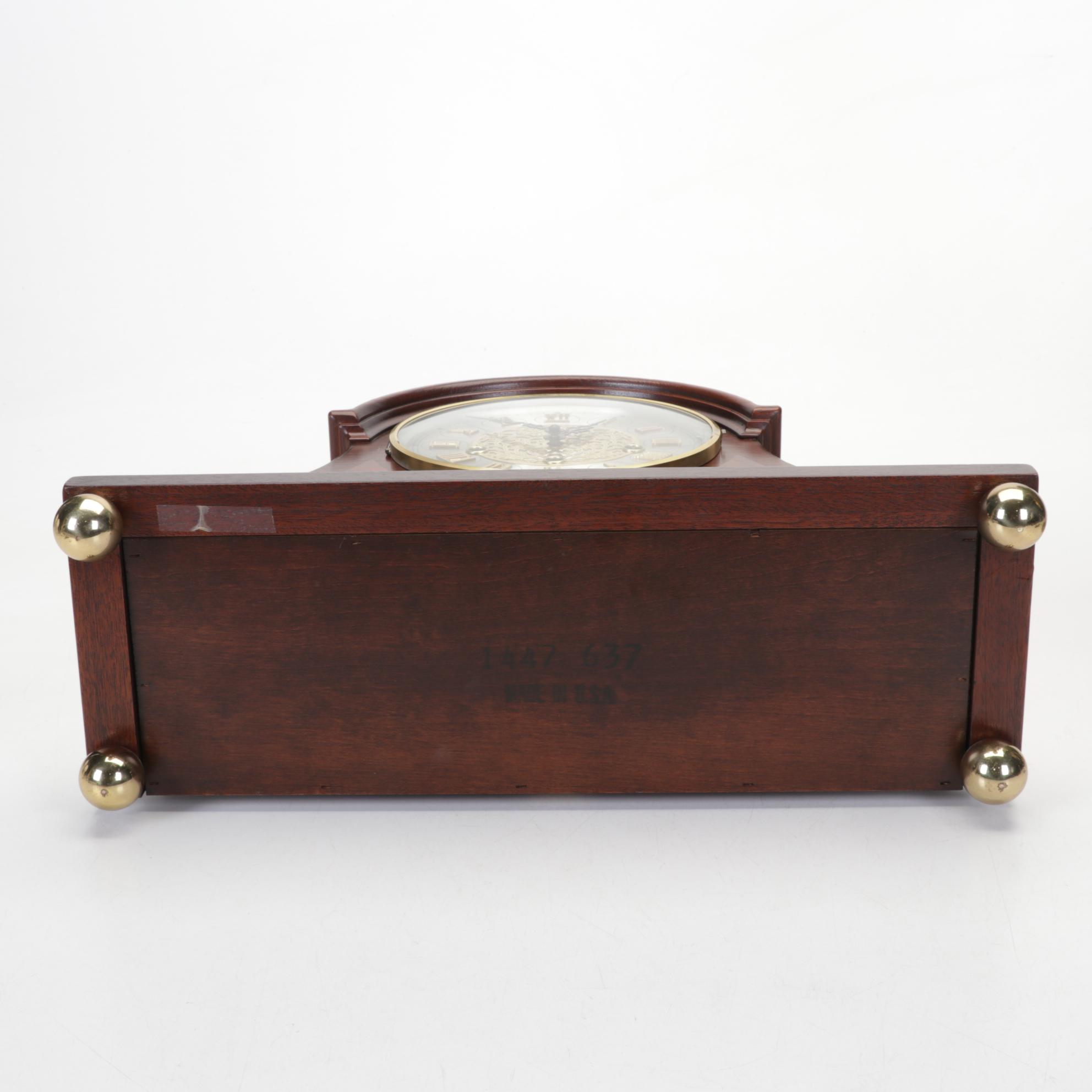 Colonial Mahogany Cased Tambour Mantel Clock With Brass Student Lamp | EBTH