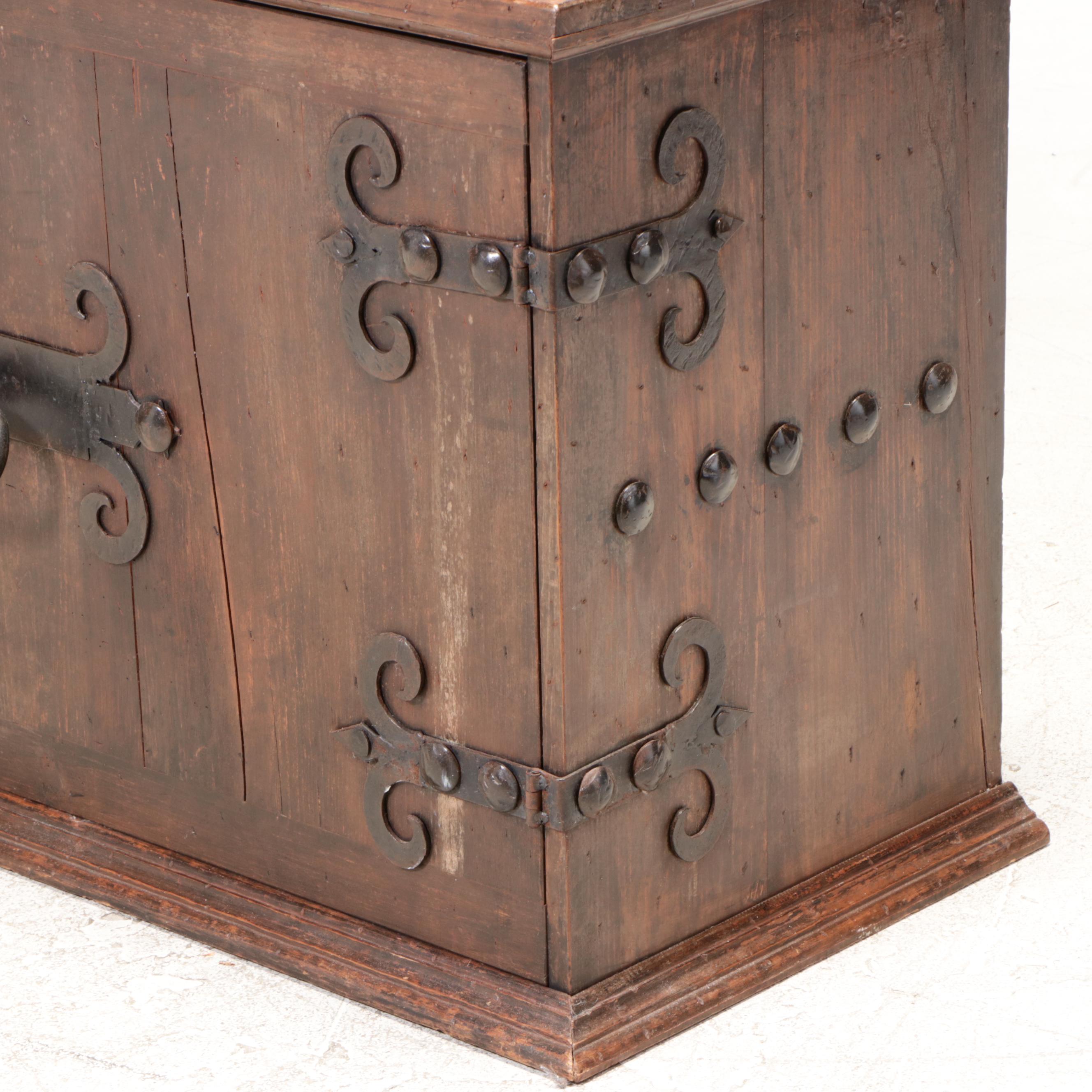 Spanish Colonial Style Chest with Front Bar Lock and Wrought Iron ...