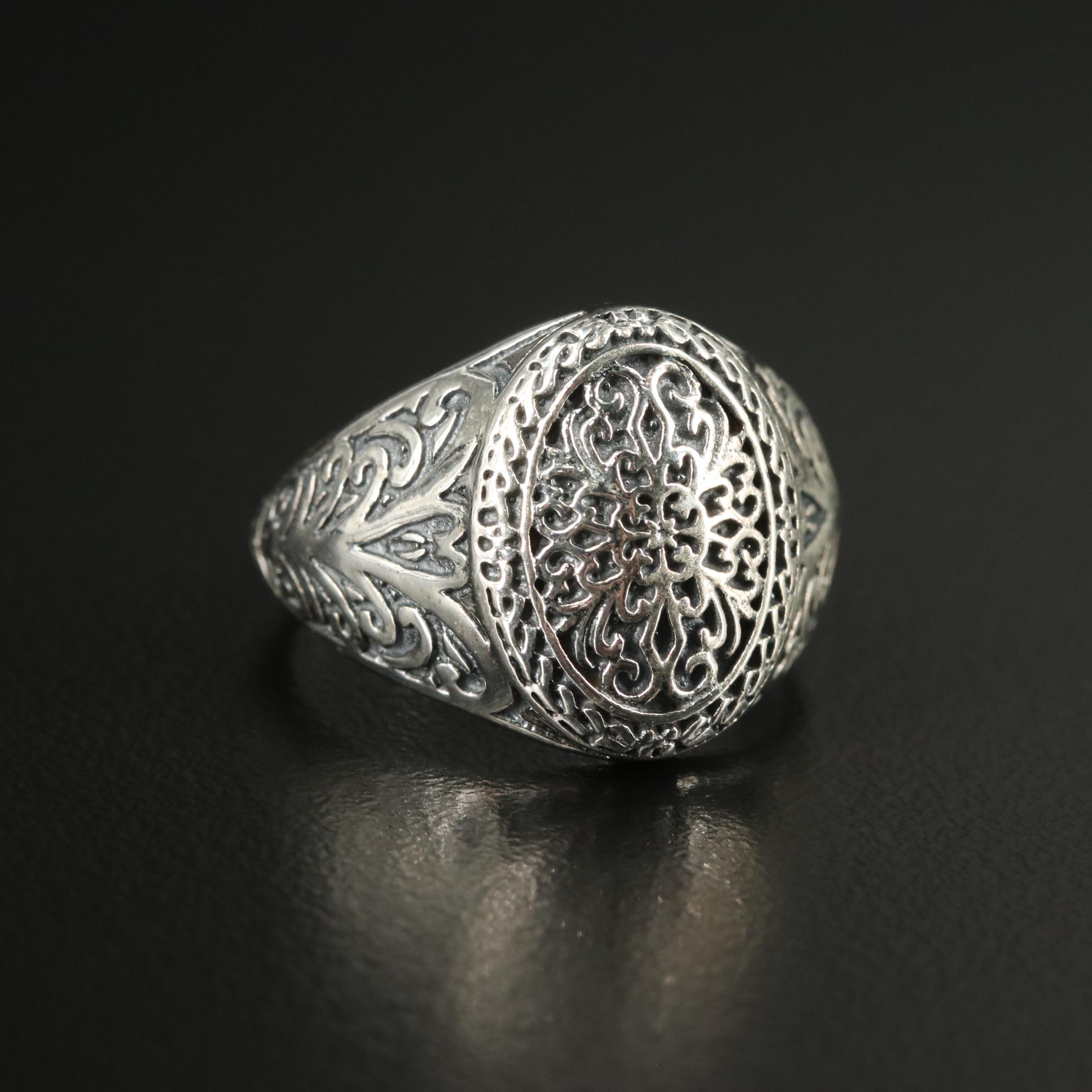 Sterling Scrollwork Tapered Ring | EBTH