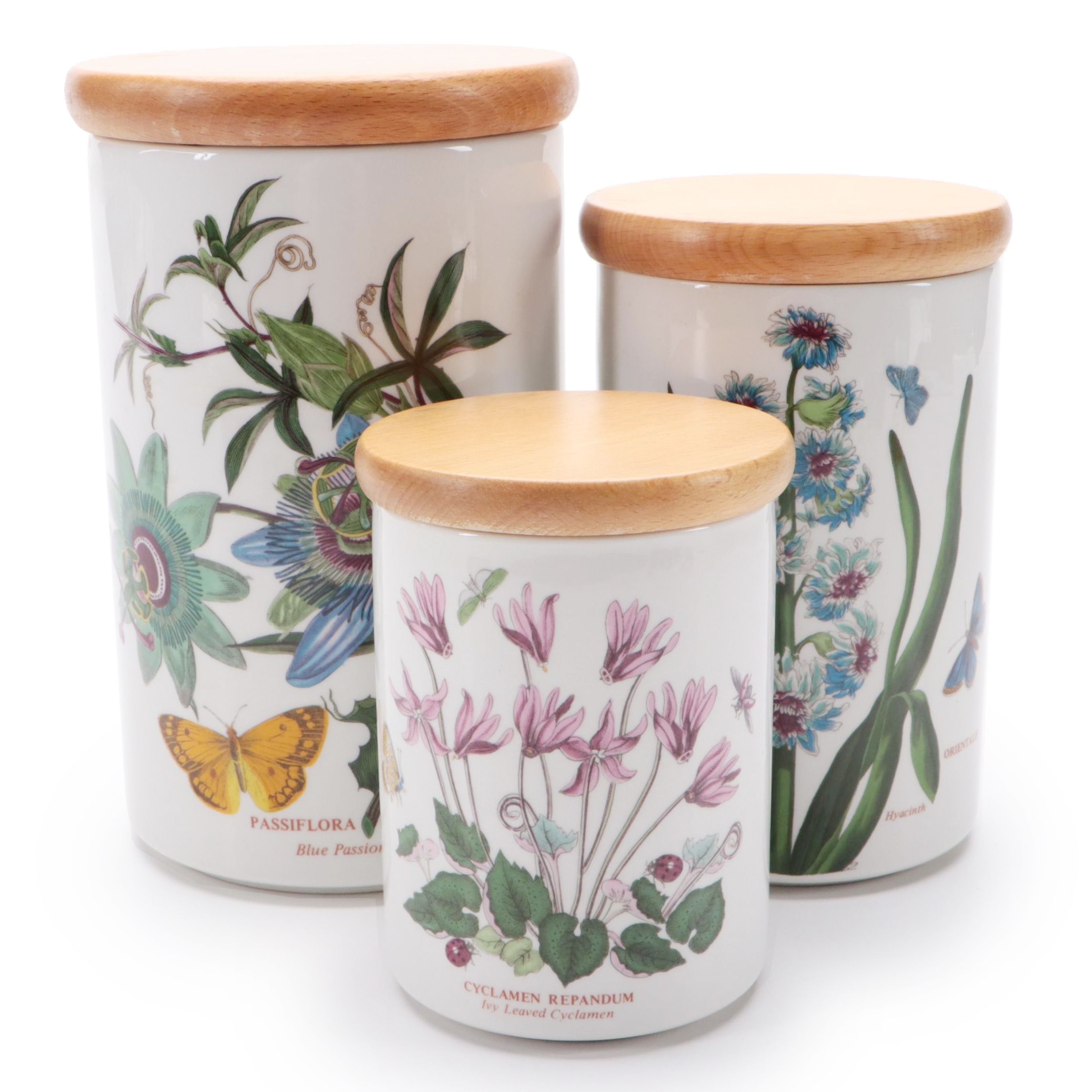 Portmeirion "Botanic Garden" Wood Lidded Ceramic Canister Set | EBTH