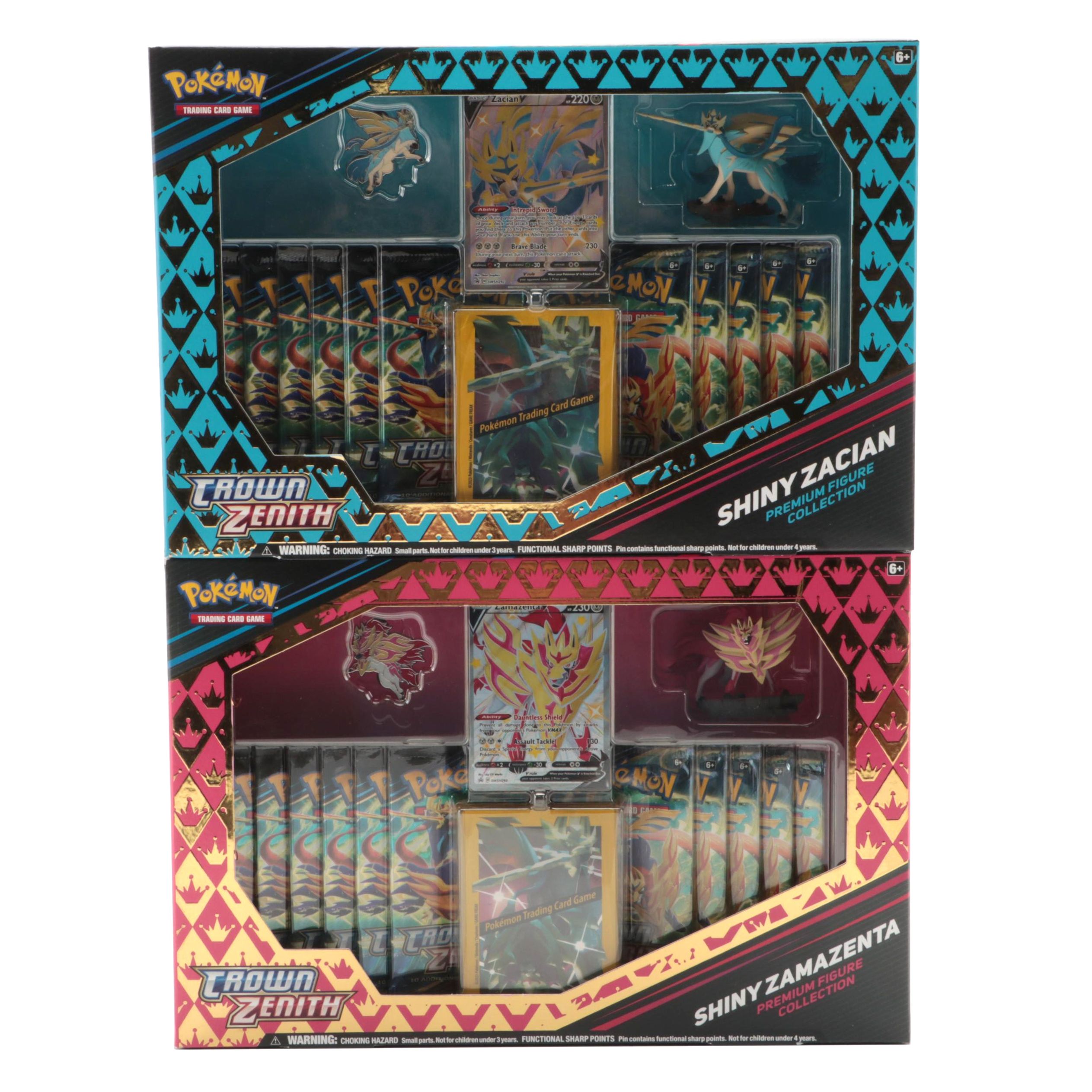 Pokemon Crown Zenith Shiny Zamazenta and Zacian Premium Figure ...