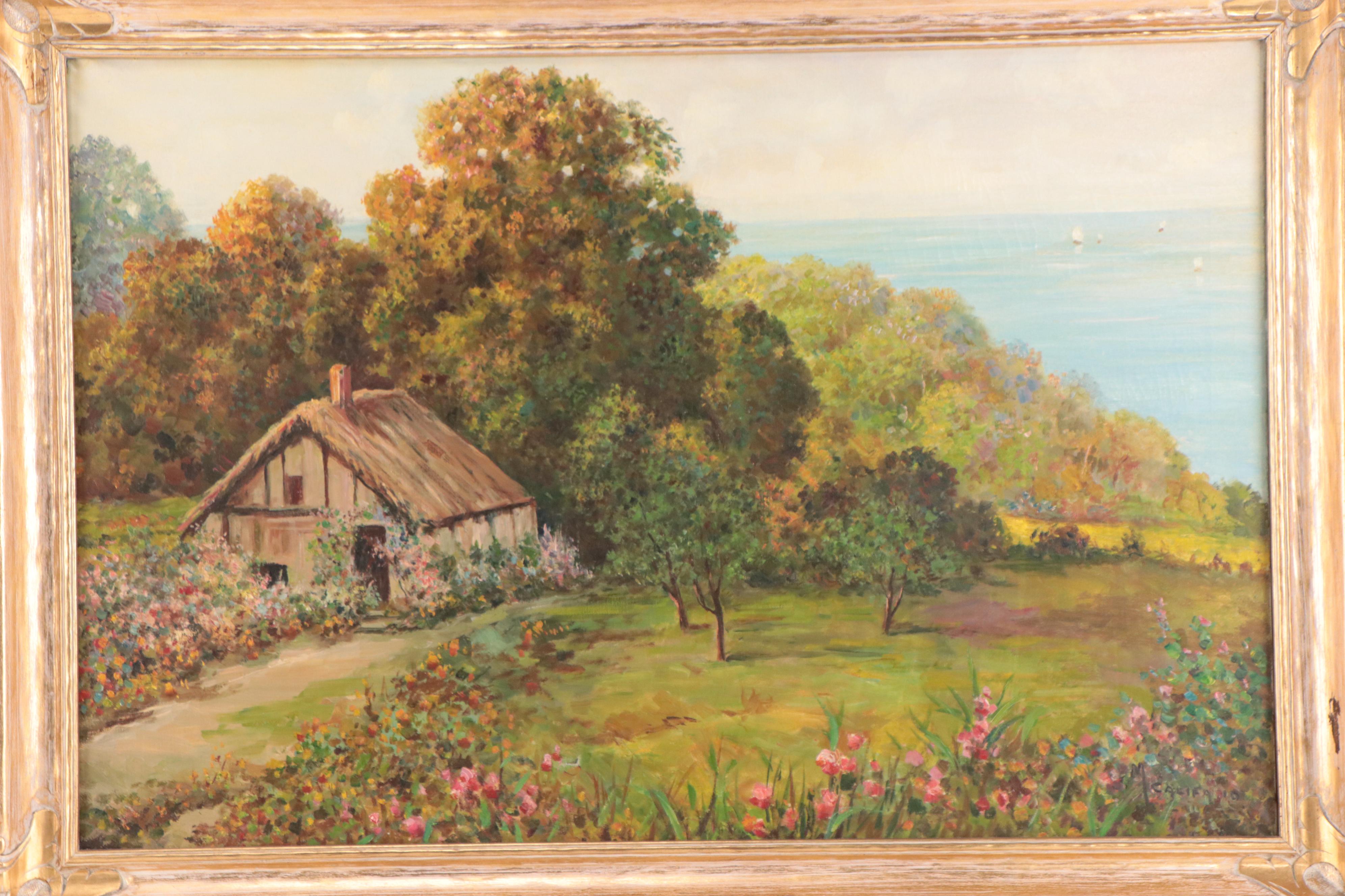 Michael Califano Oil Painting of a Landscape with a Cottage | EBTH
