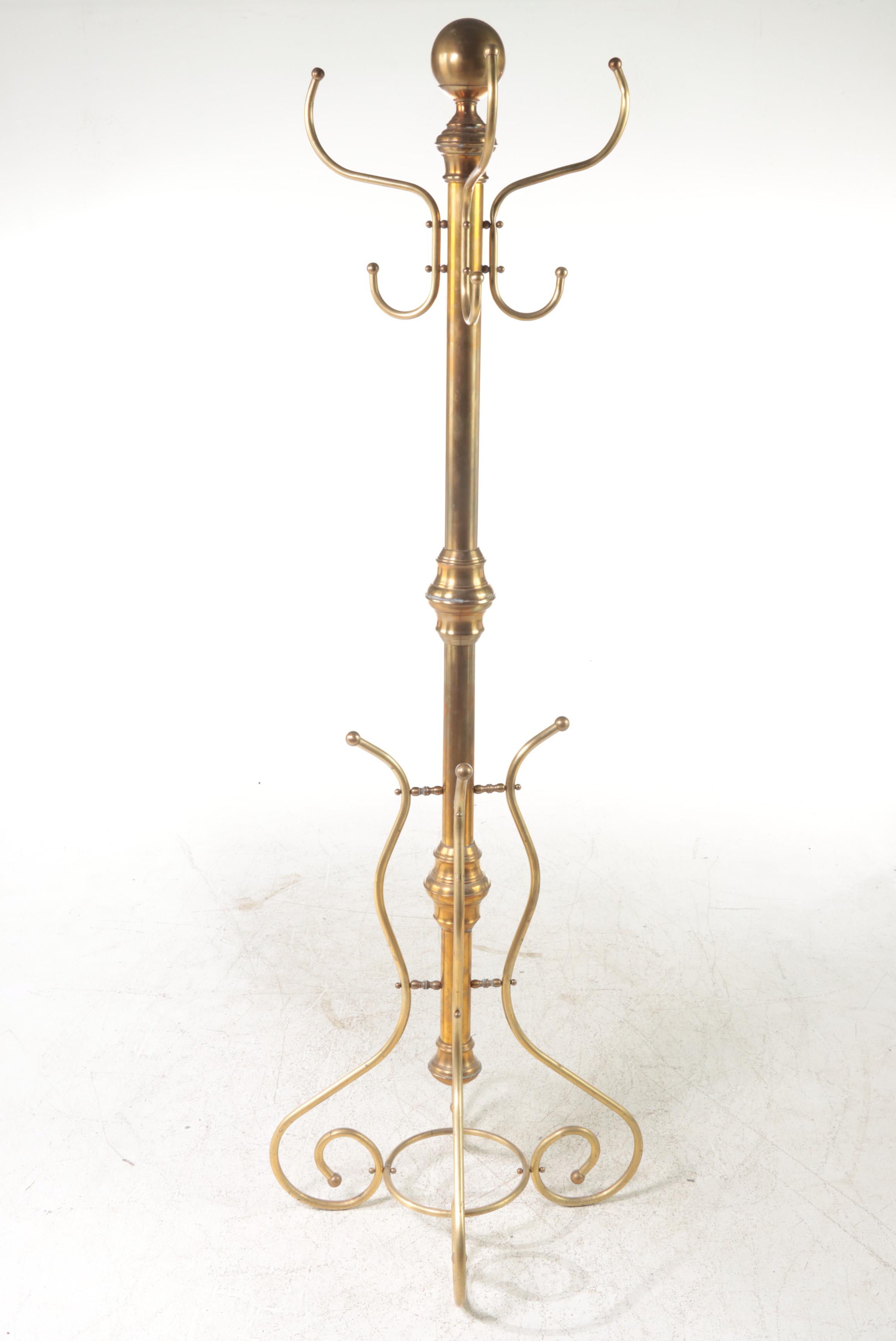 Victorian Style Free Standing Brass Coat Rack | EBTH