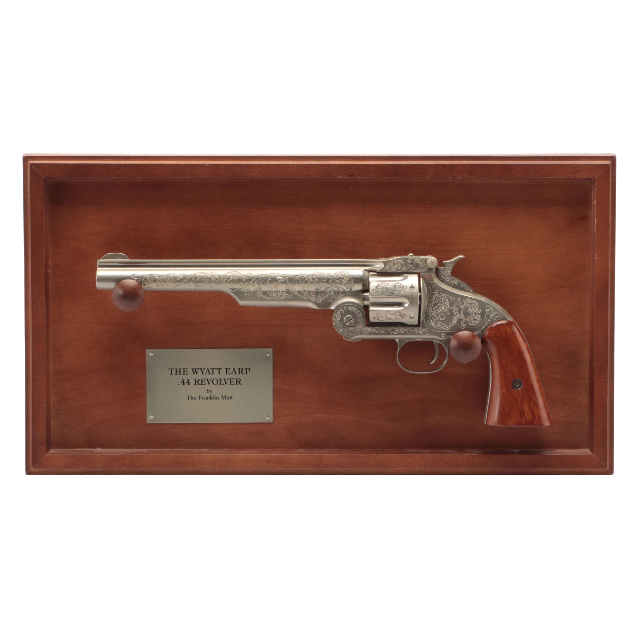 Franklin Mint Replica Wyatt Earp .44 Revolver and Wood Display Plaque ...