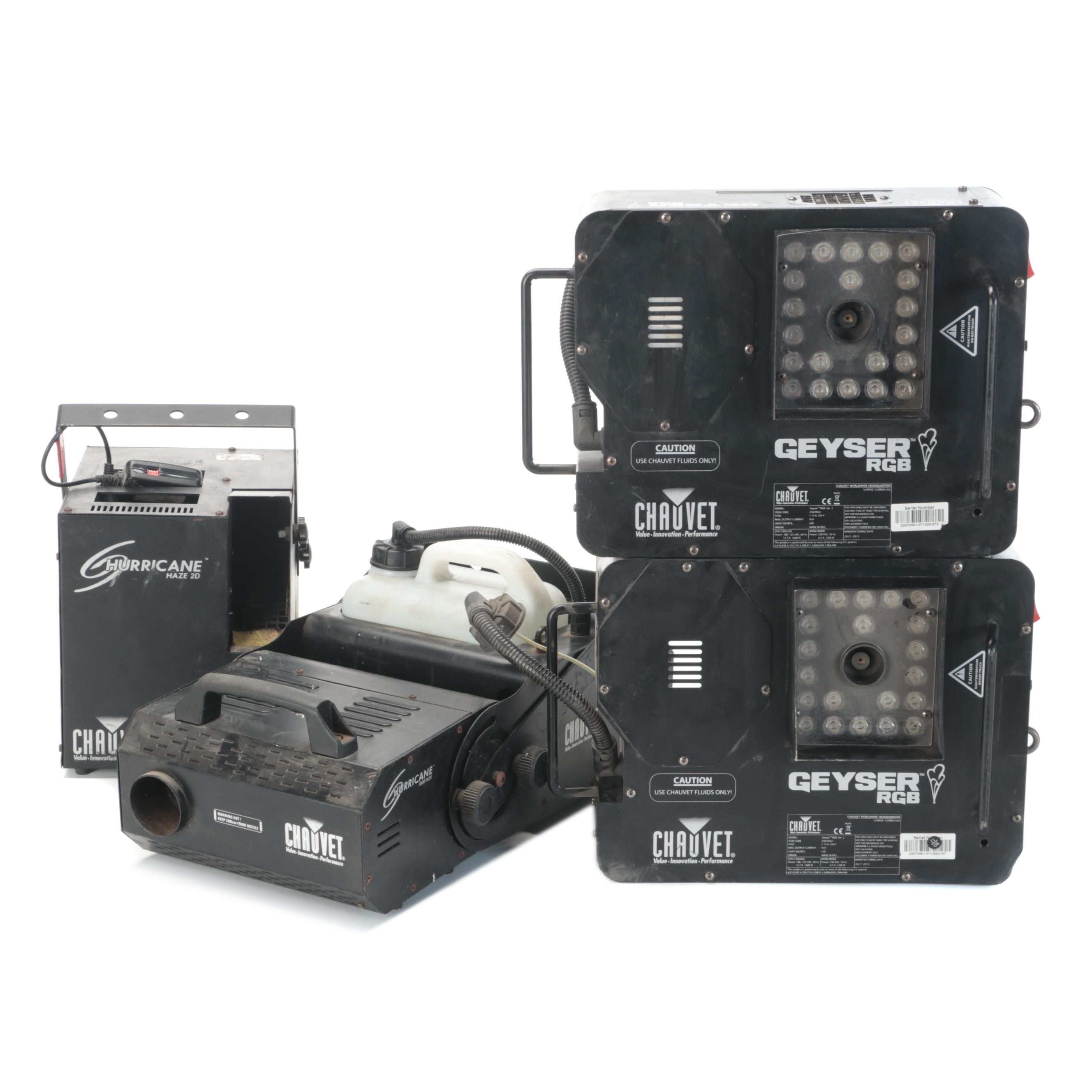 Chauvet Hurricane Haze 2D, Geyser RGB, and DMX-512 Fog Machines | EBTH