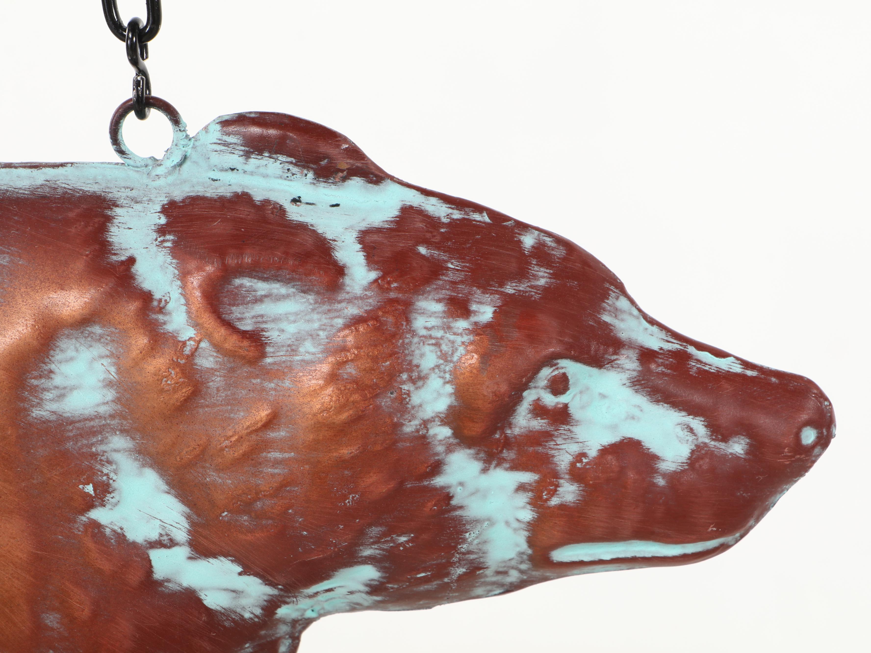 Forced Patina on Copper Bear Wall Sign | EBTH