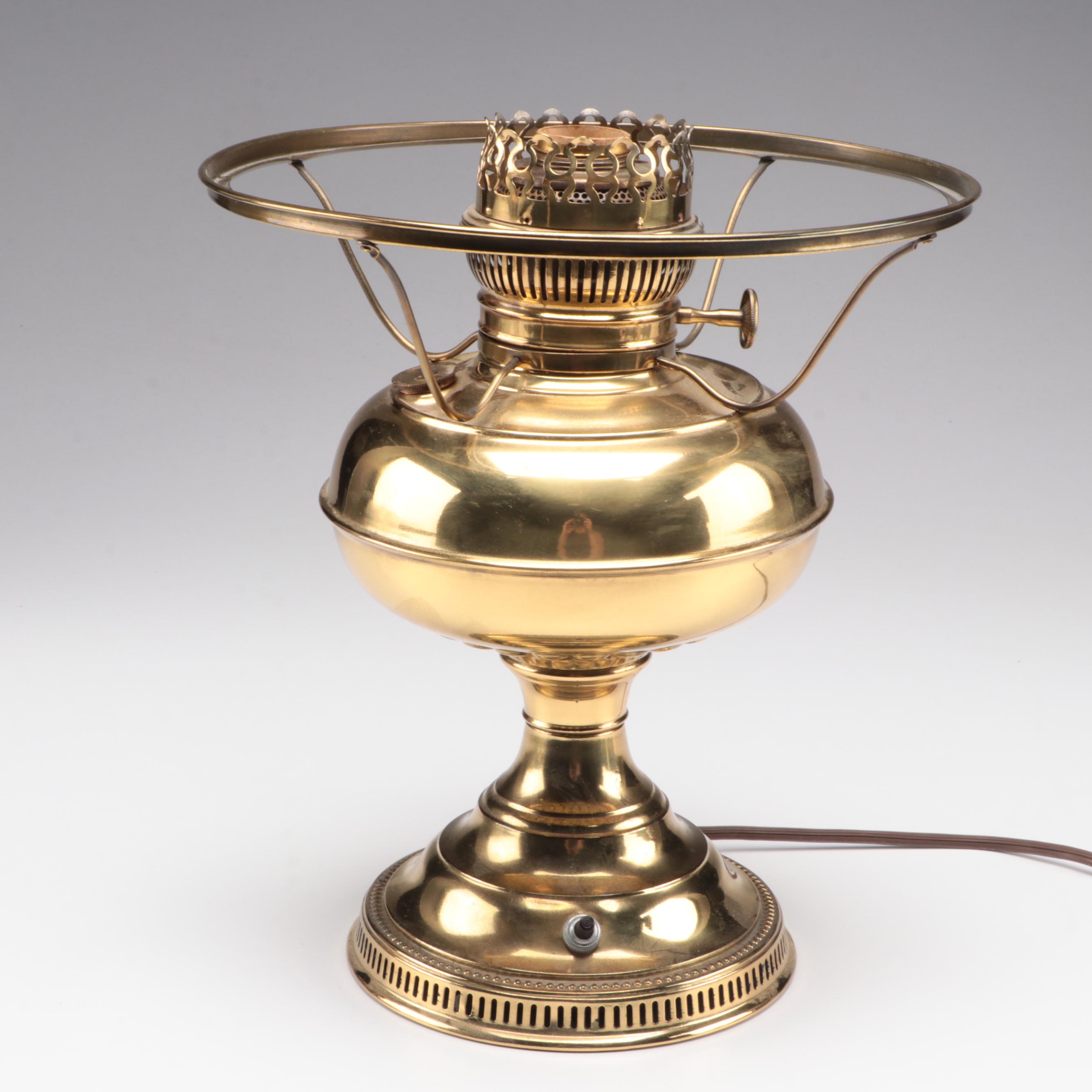 Pressed Glass Lamp with Fenton Honeysuckle Coin Dot Shade and Rayo ...