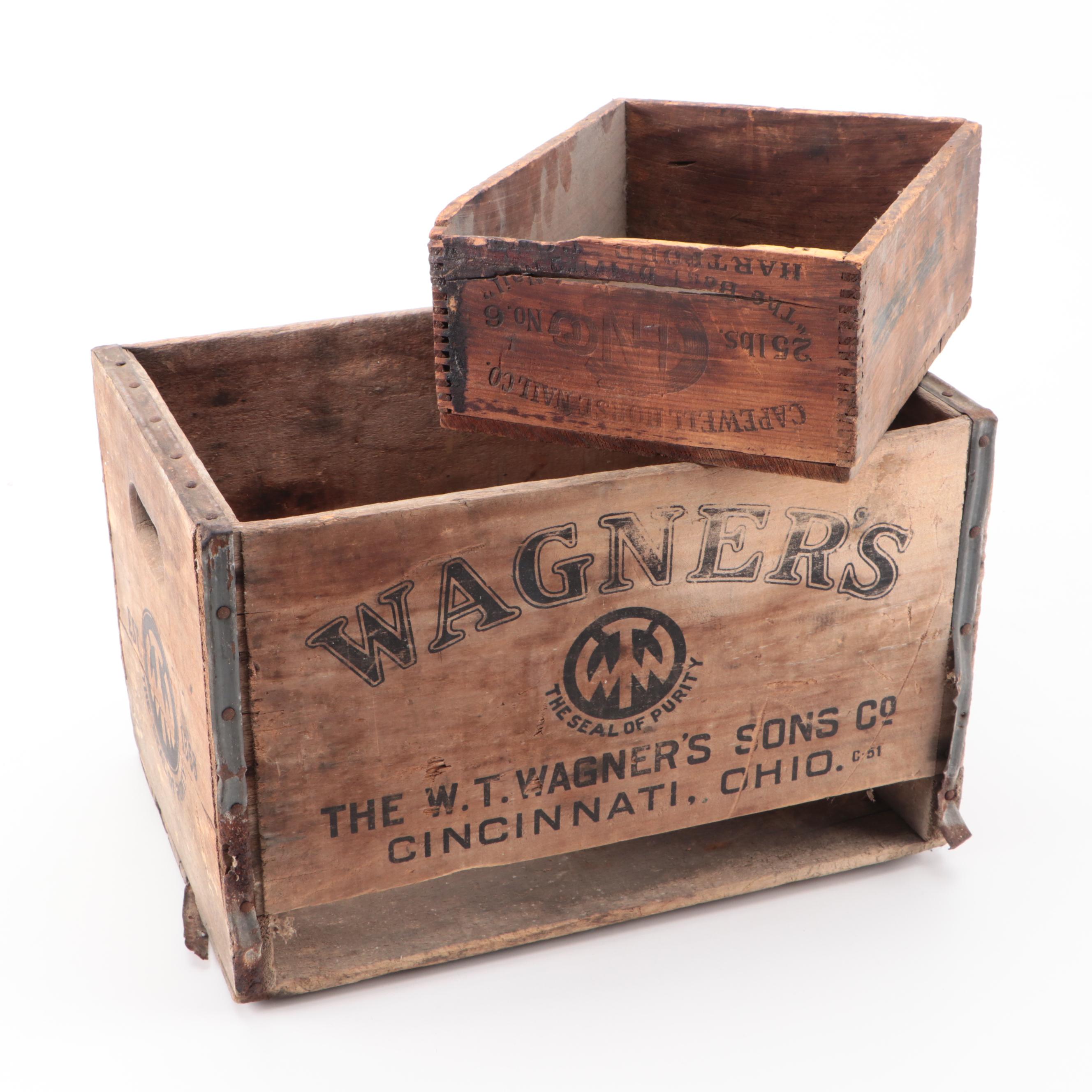 W.T. Wagner's Sons Cincinnati Seltzer Crate with Capewell Horse Nail Co ...