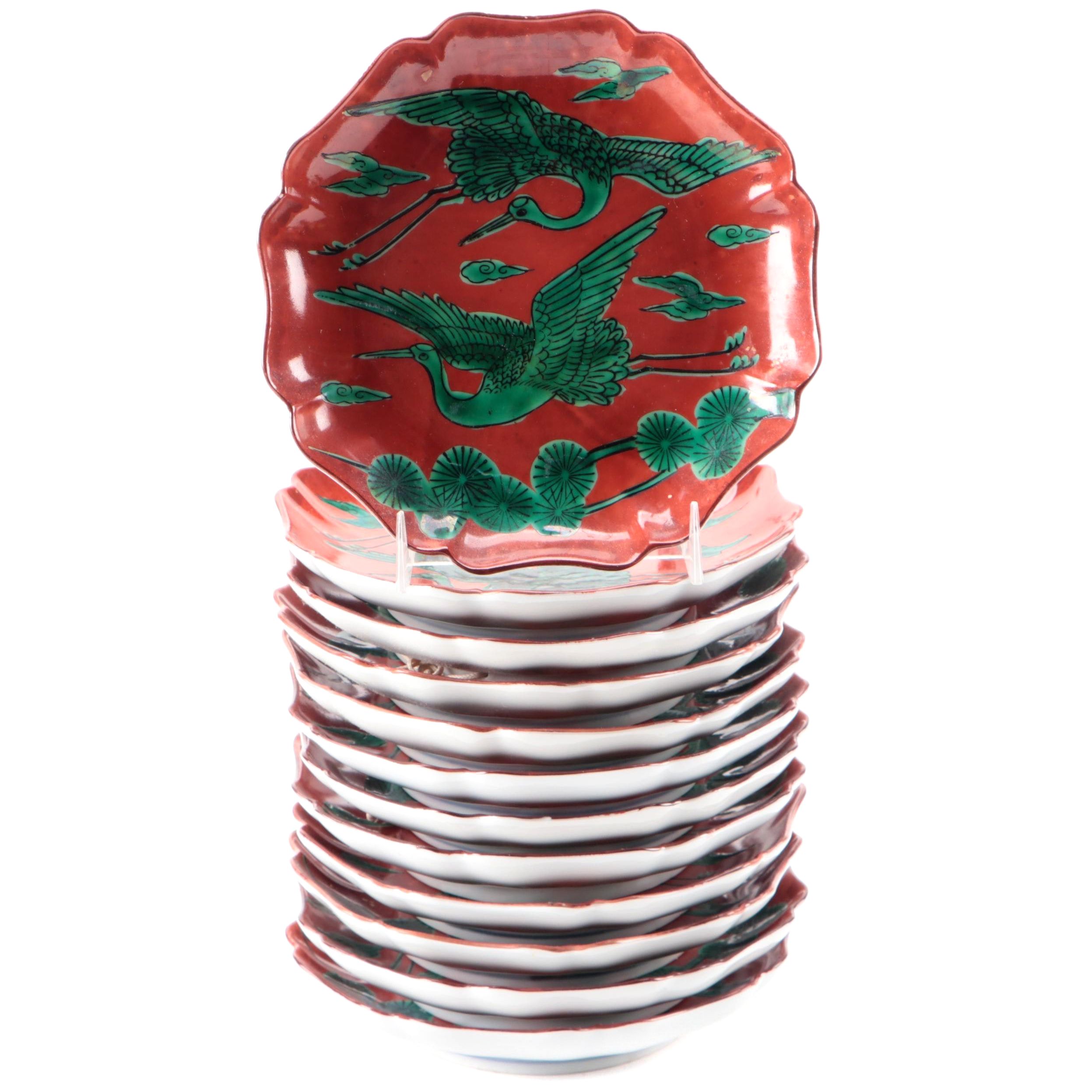 Fitz and Floyd "Flying Stork" Kutani Ware Porcelain Hanging Plates ...