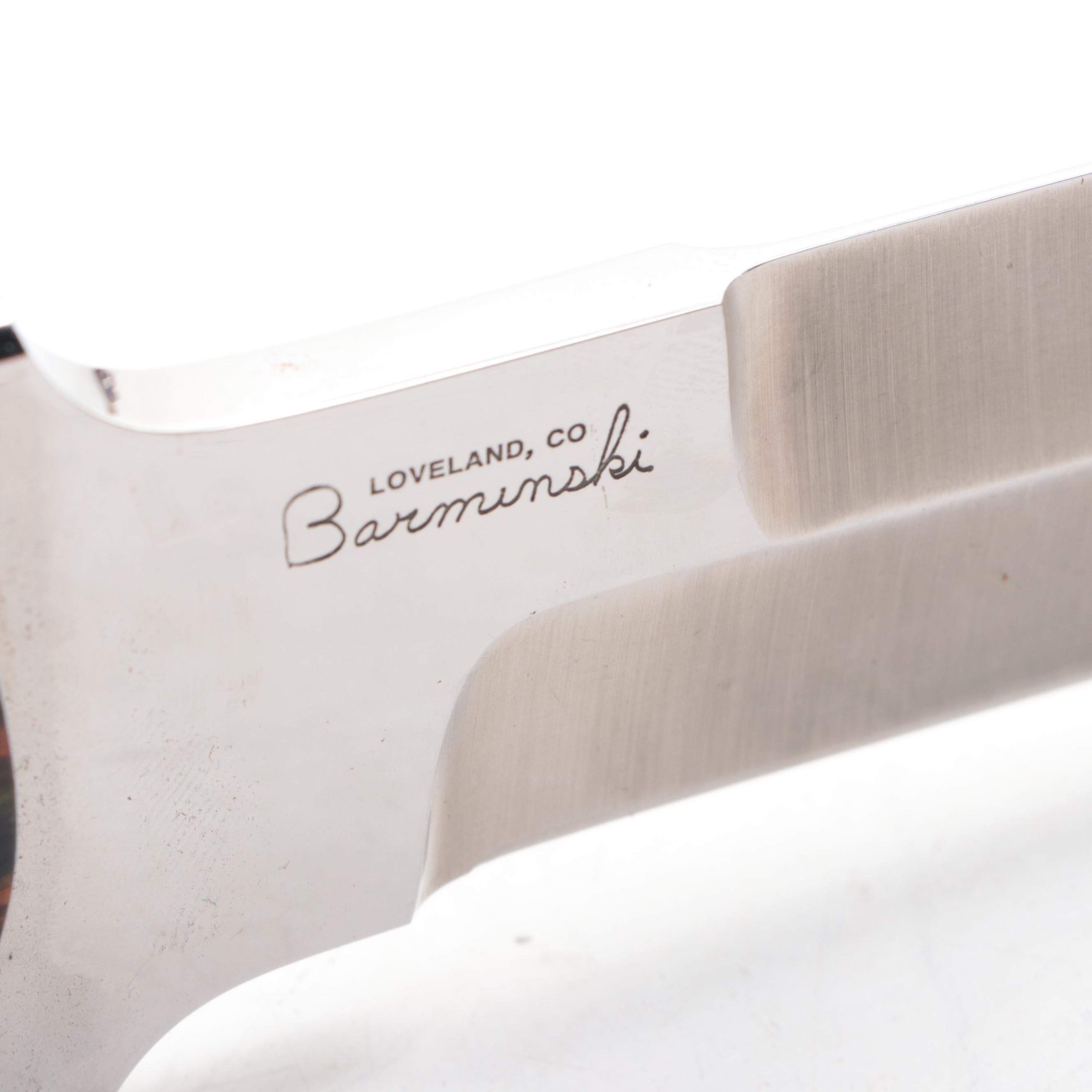 Tom Barminski Wooden Handled and Stainless Steel Fixed Blade Knife with ...