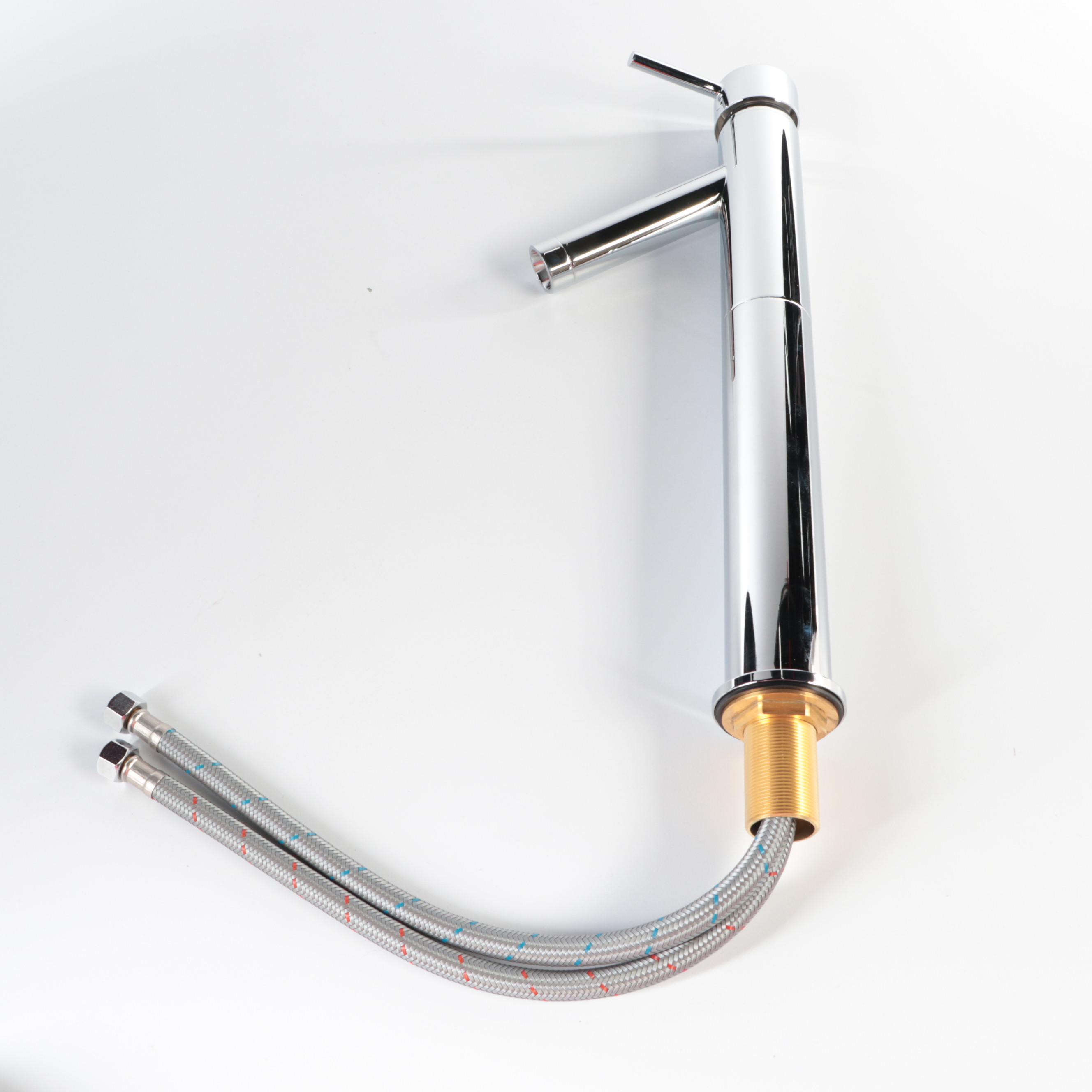 Single Control Vessel Filler Faucet and Pop-Up Drain in Chrome Finish ...