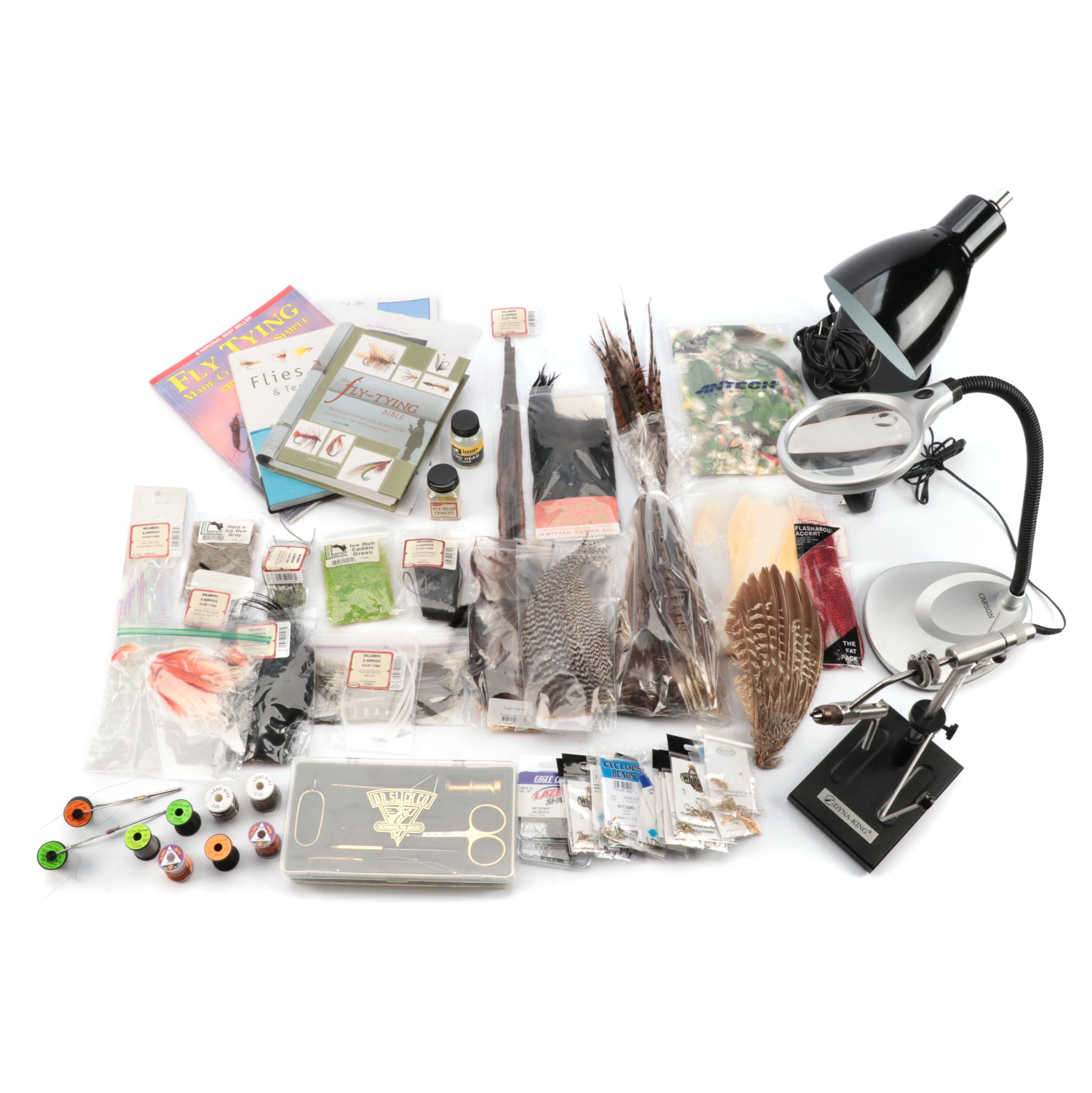 Dyna-King Barracuda Junior Metal Pedestal Vise with More Fly Tying Gear ...