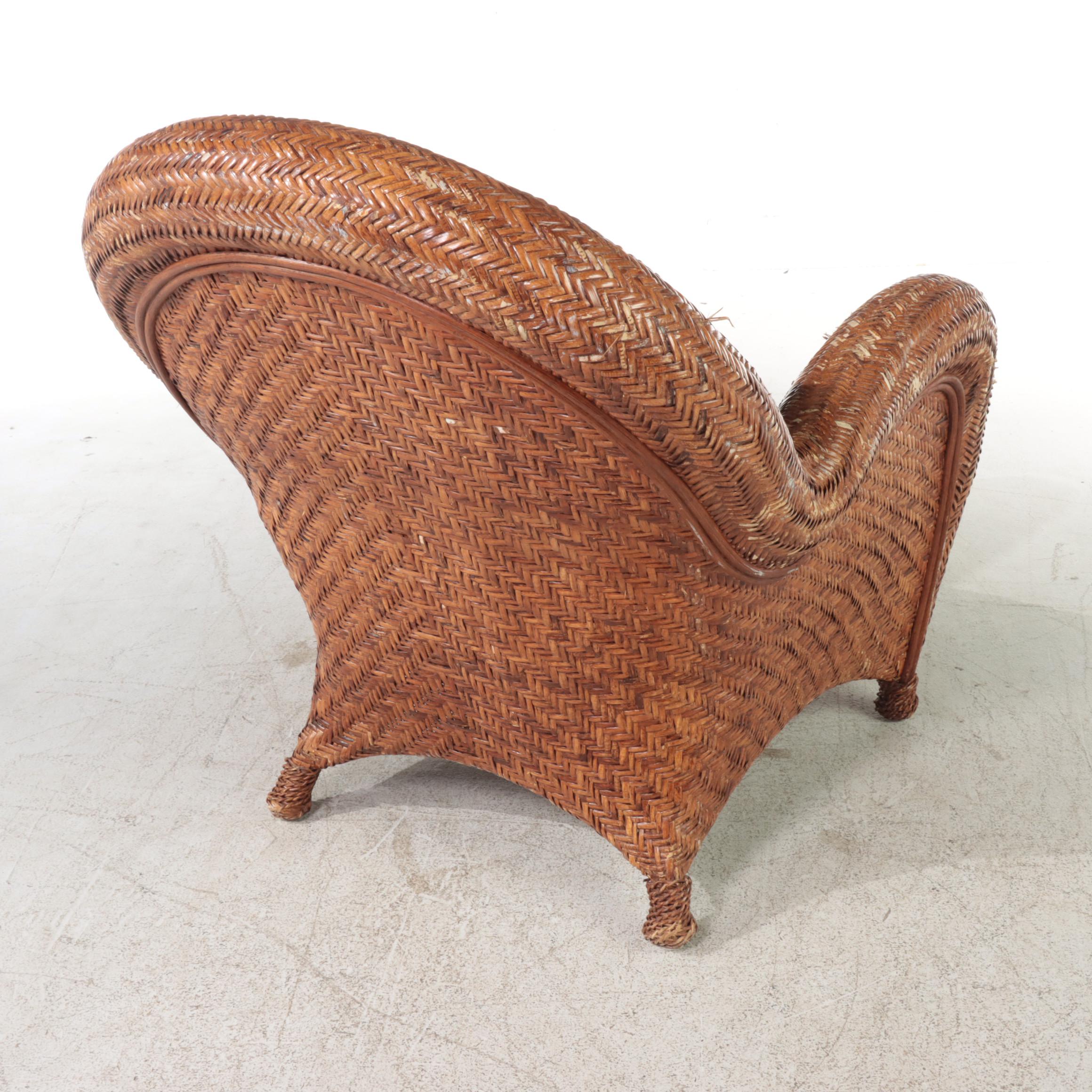 Wicker and Rattan Patio Lounge Chair | EBTH