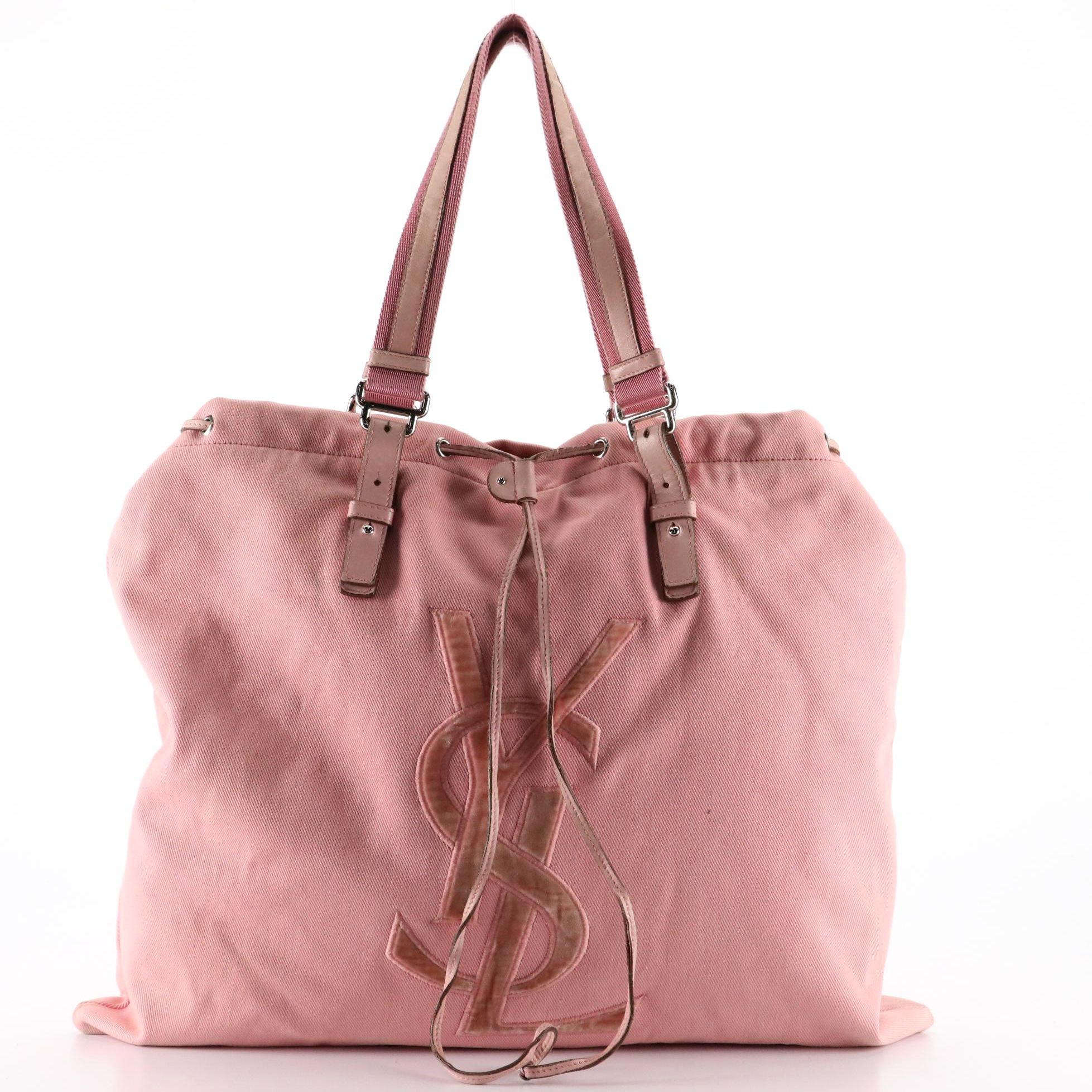 Yves Saint Laurent Tote Bag in Canvas with YSL Monogram Logo and ...