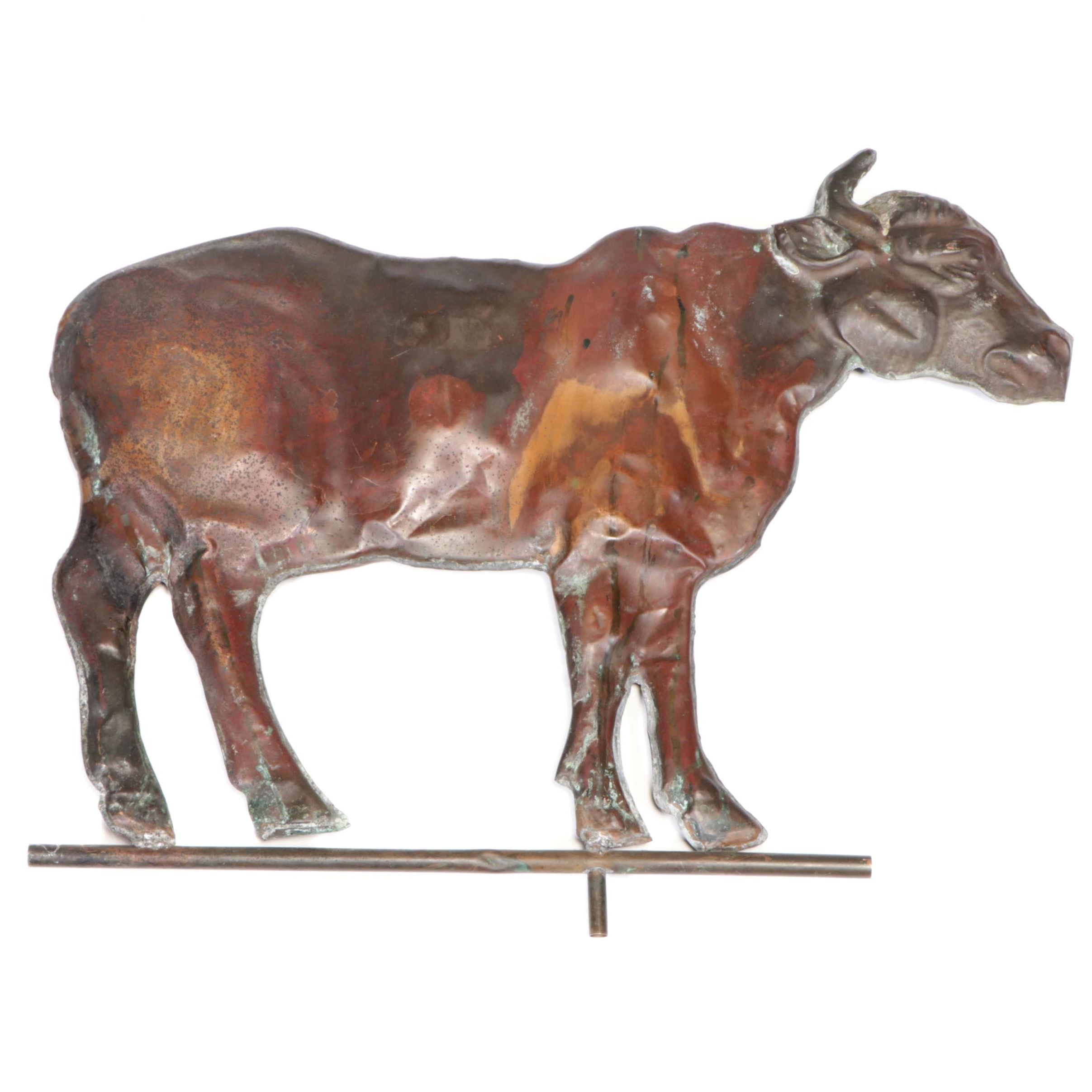 Folk Art Copper Ox Weather Vane | EBTH