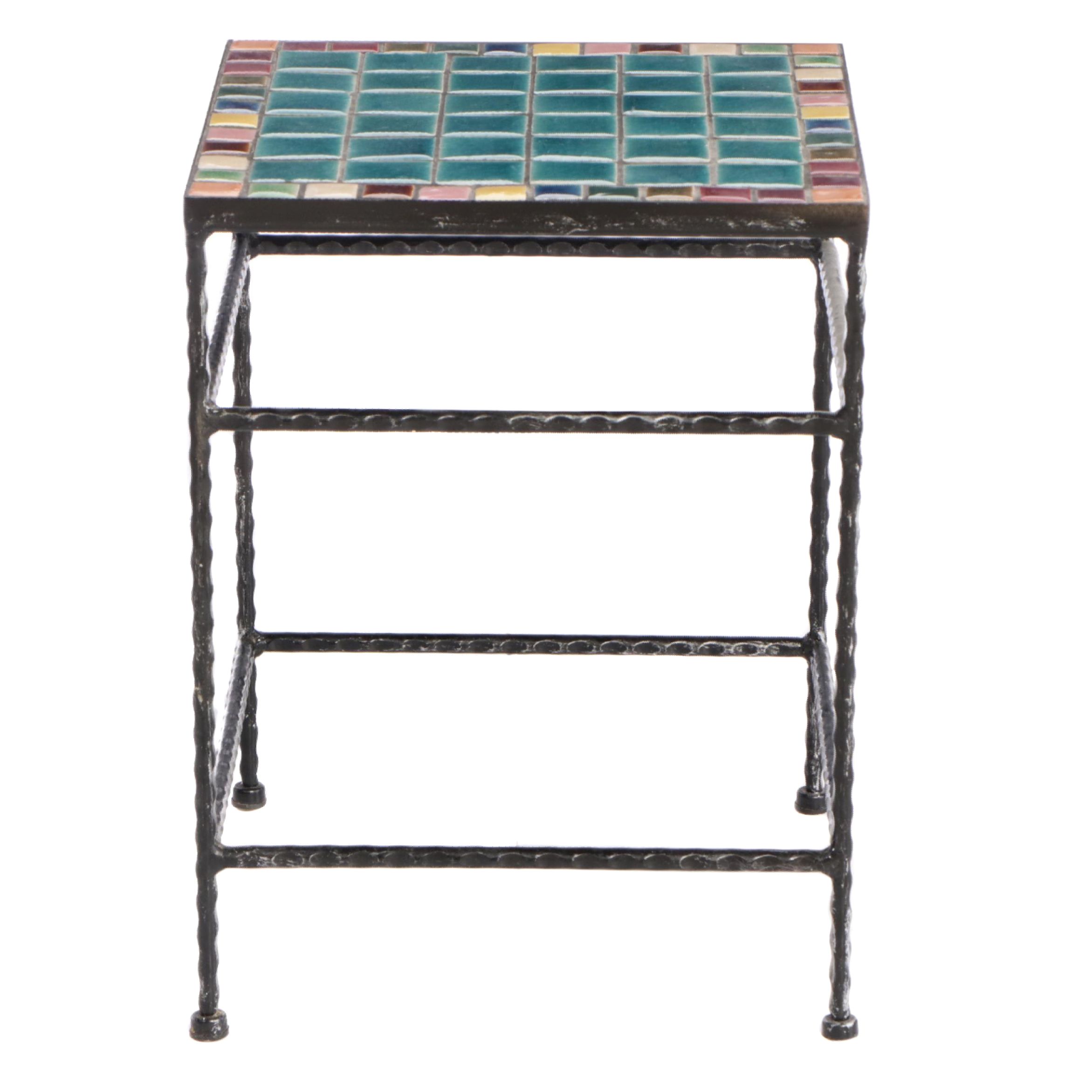Iron and Ceramic Tile Top Side Table | EBTH