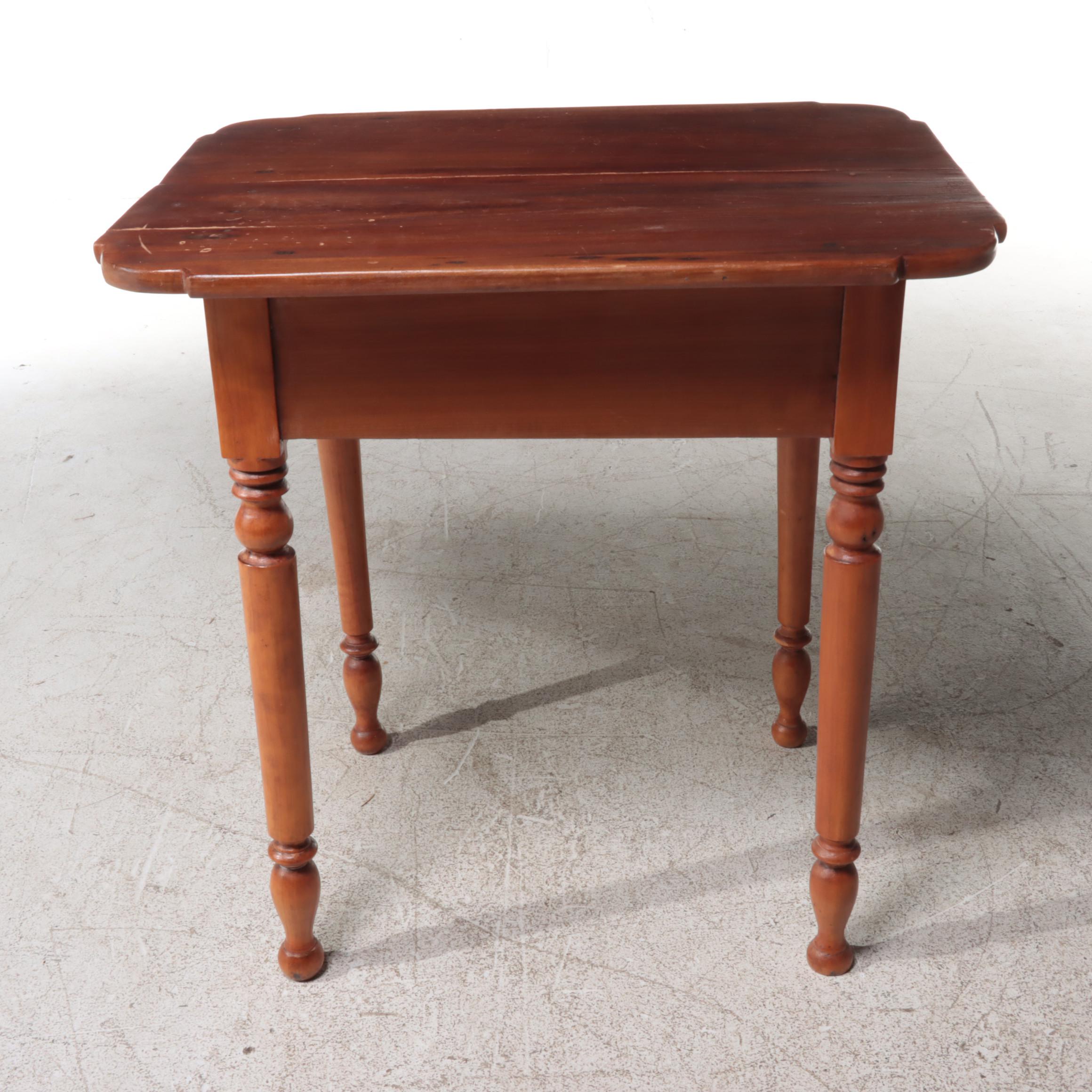 American Primitive Maple and Poplar Side Table, 19th Century | EBTH