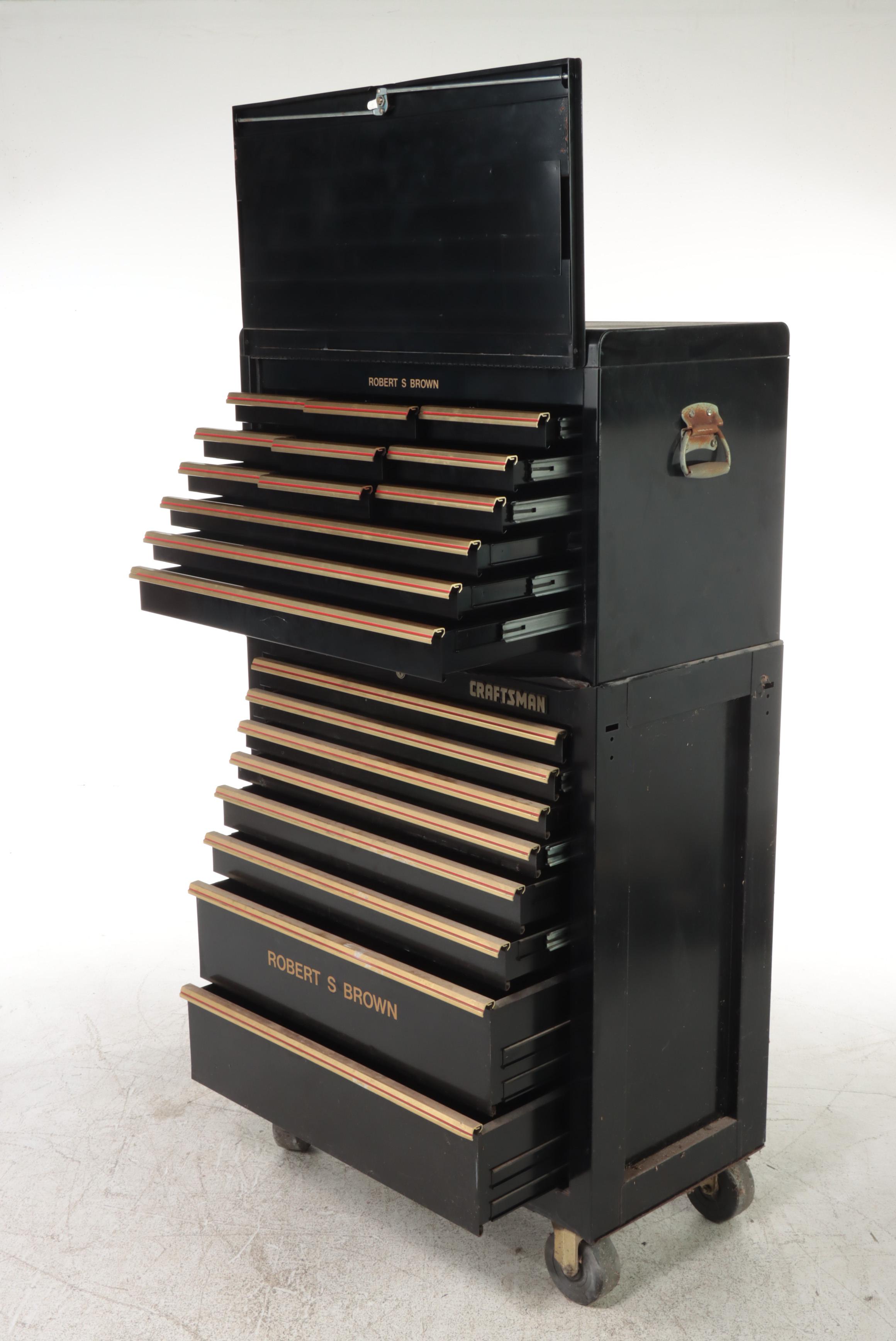 Craftsman Black Steel Two-Part Rolling Tool Storage Cabinet | EBTH
