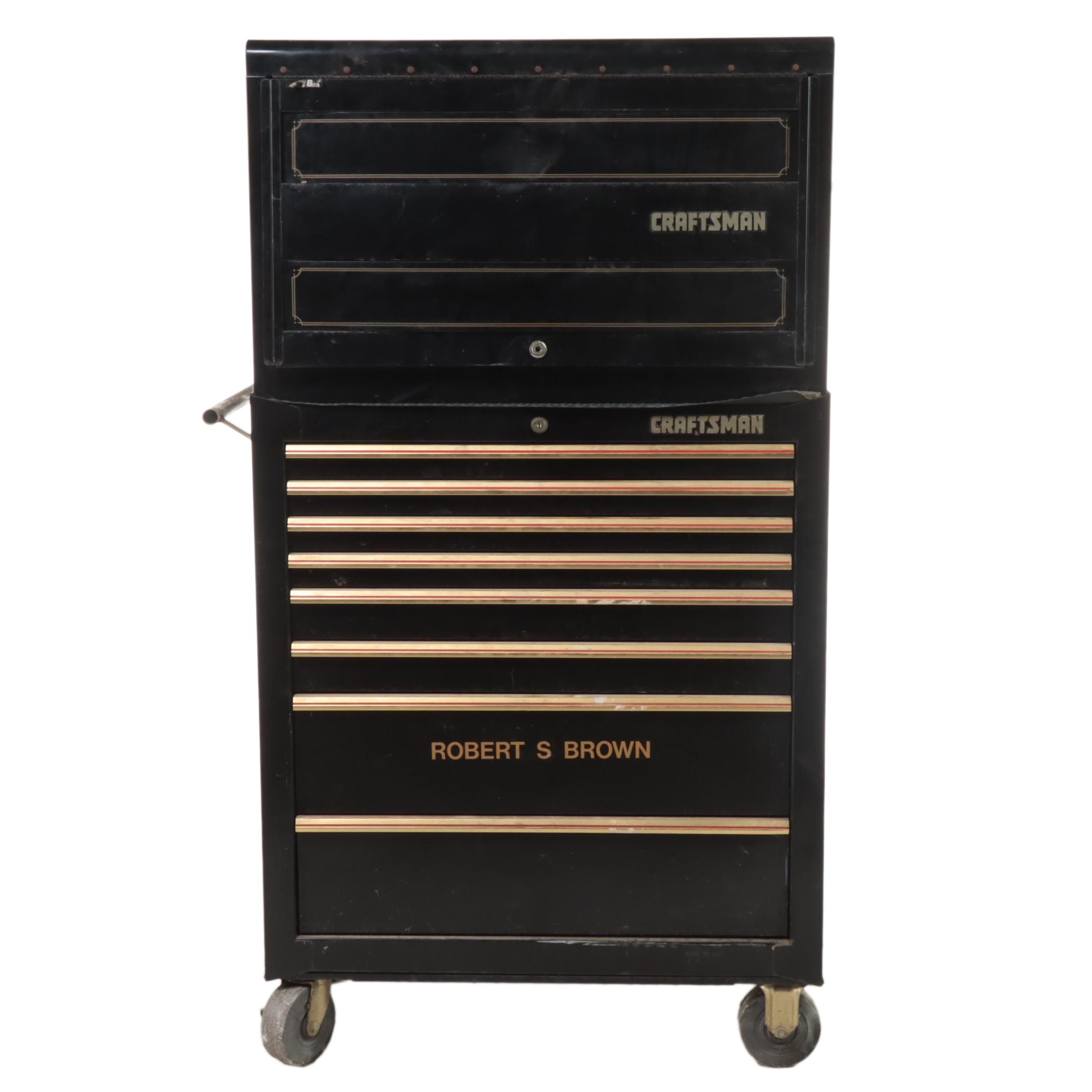 Craftsman Black Steel Two-Part Rolling Tool Storage Cabinet | EBTH