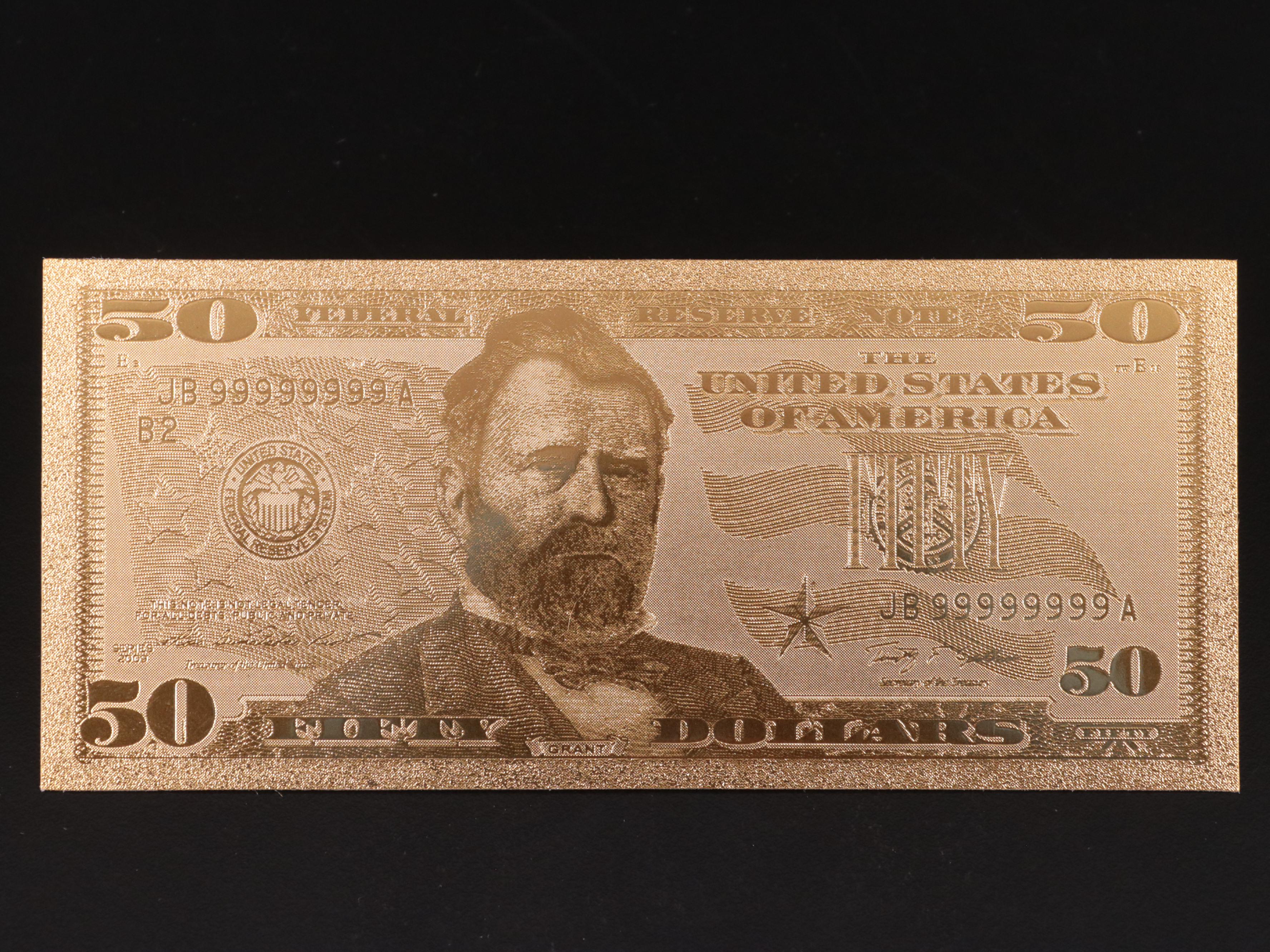 Collection of Seven 24k Gold Foil U.S. Currency Fantasy Notes | EBTH