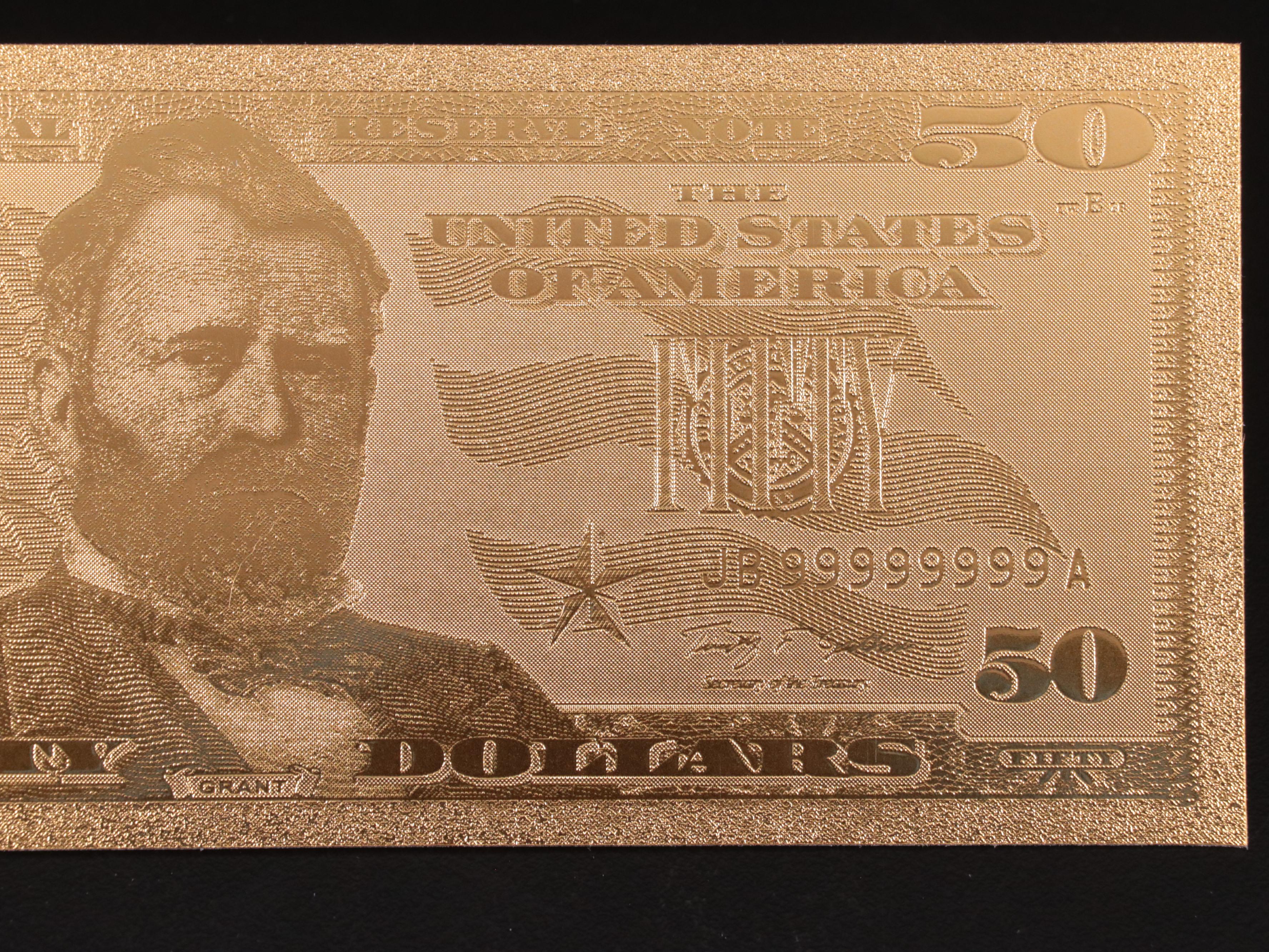 Collection of Seven 24k Gold Foil U.S. Currency Fantasy Notes | EBTH