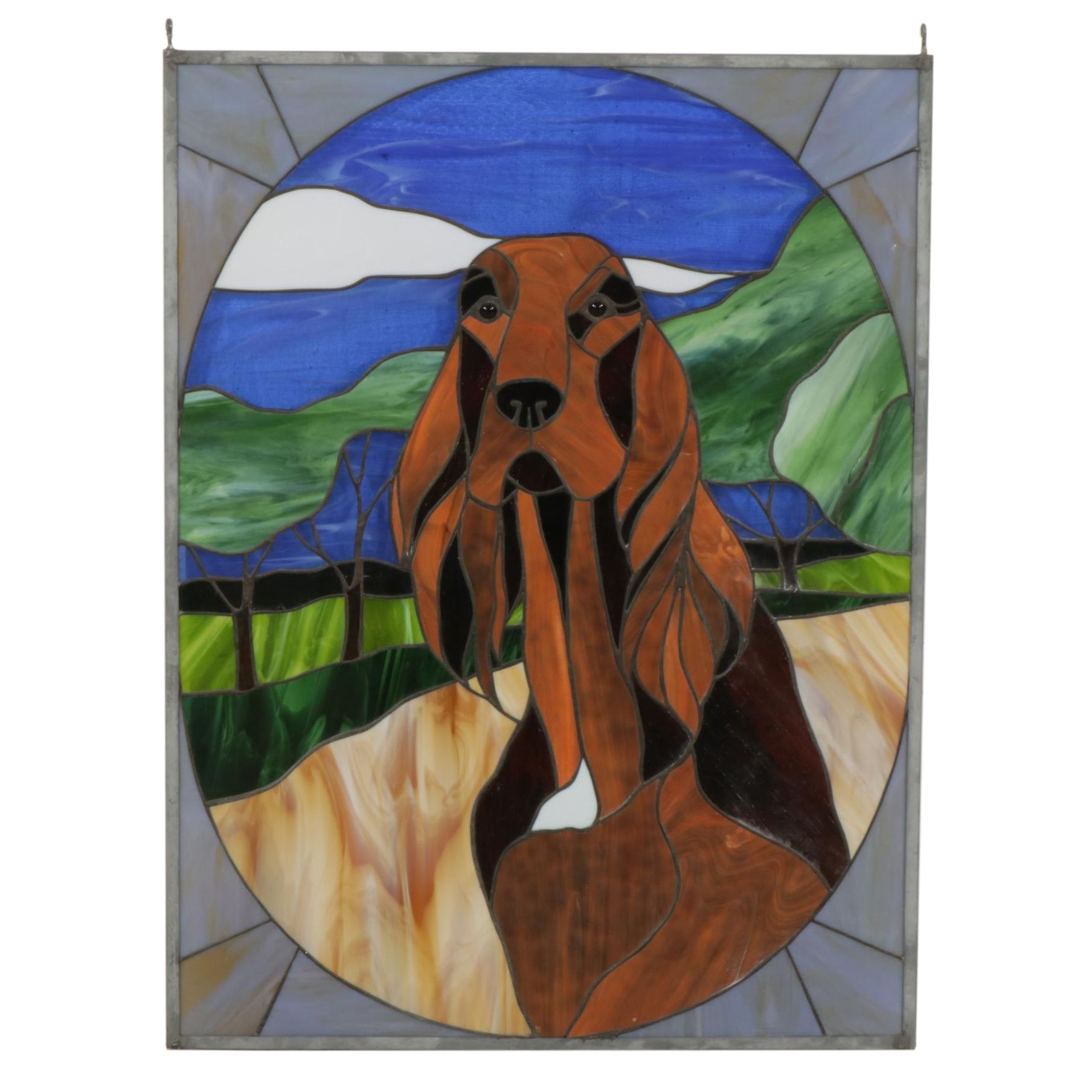 Slag Glass Red Setter Portrait Panel | EBTH