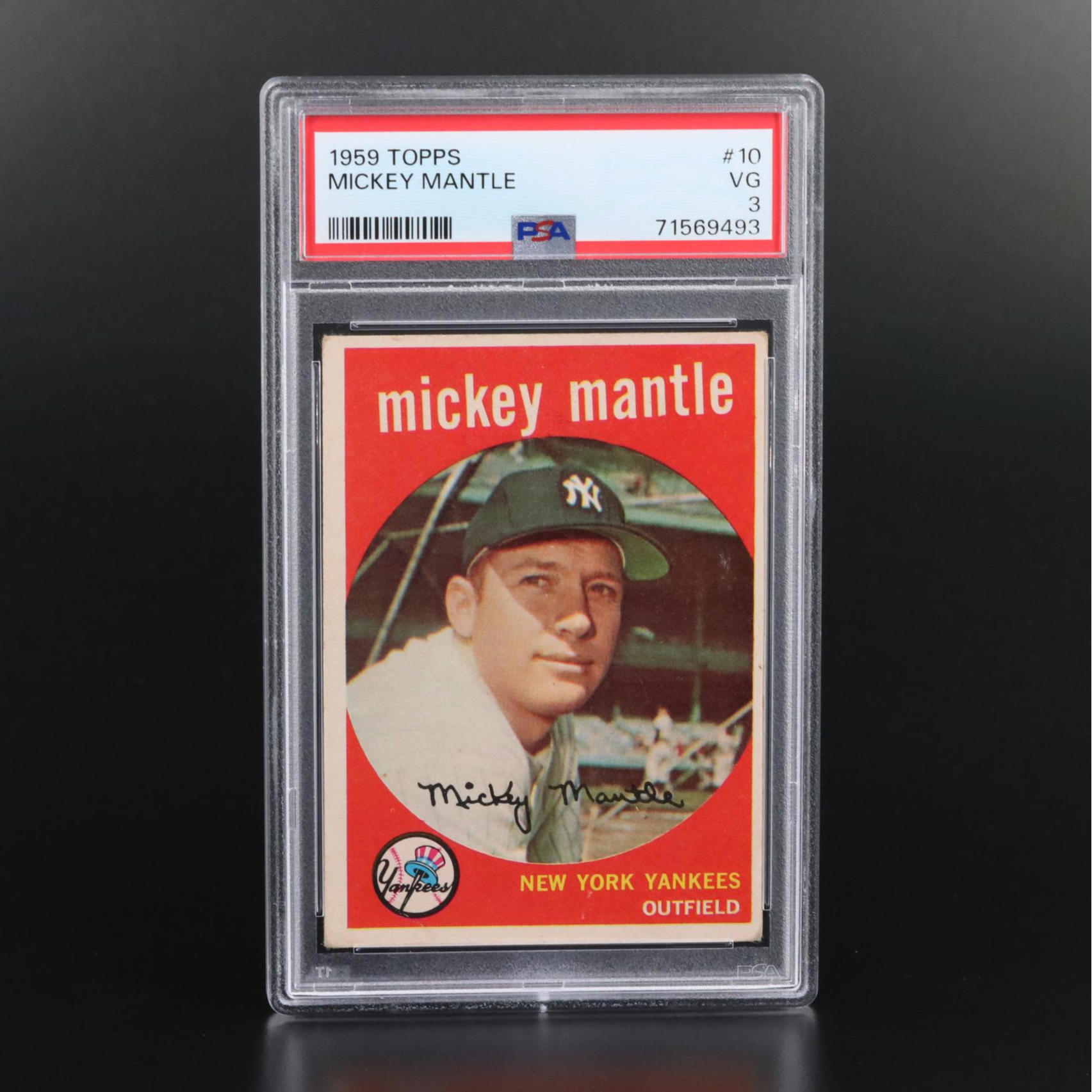1959 Topps Mickey Mantle NY Yankees #10 Graded PSA VG 3 Baseball Card ...