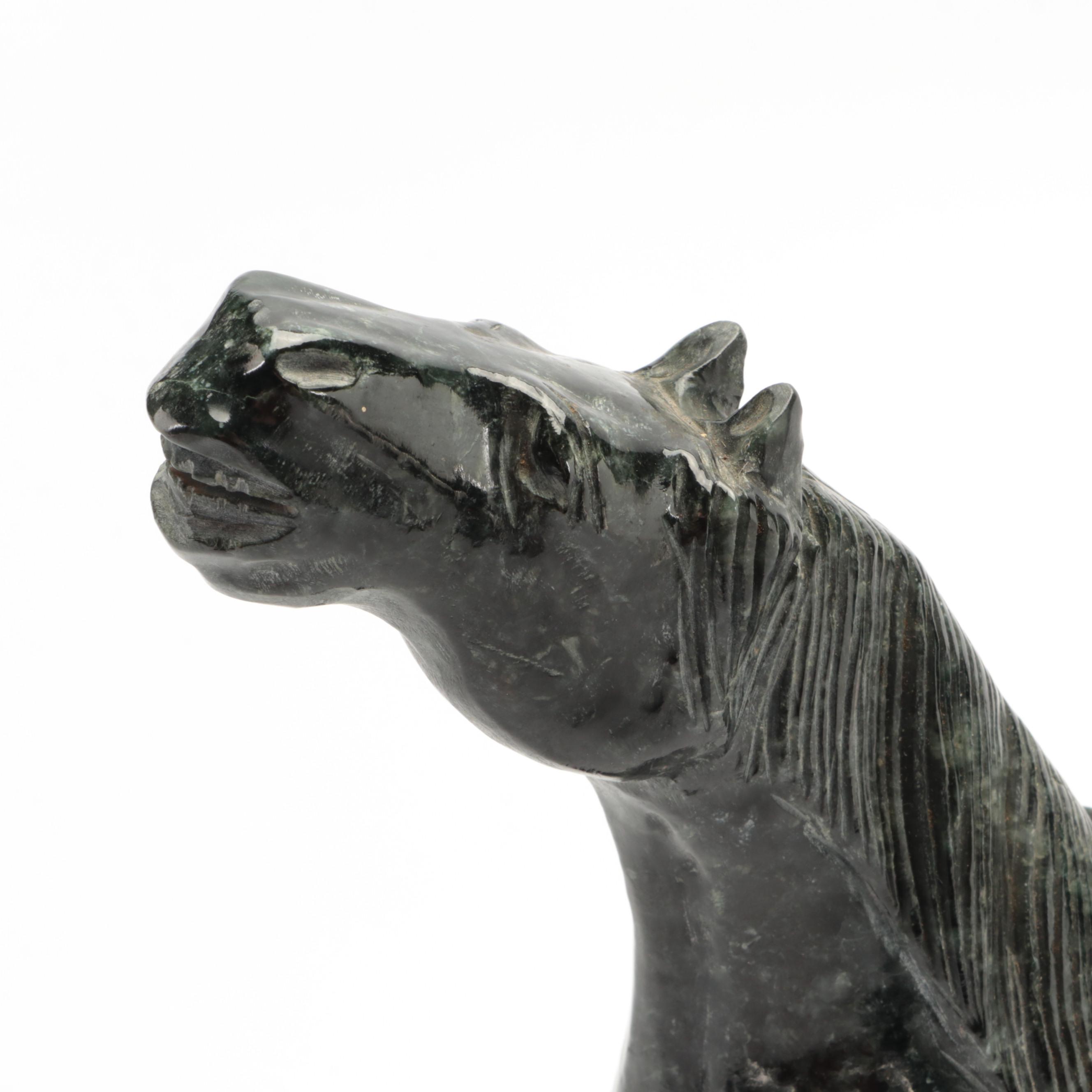 Chinese Carved Serpentine Tang Style Horse Figure | EBTH