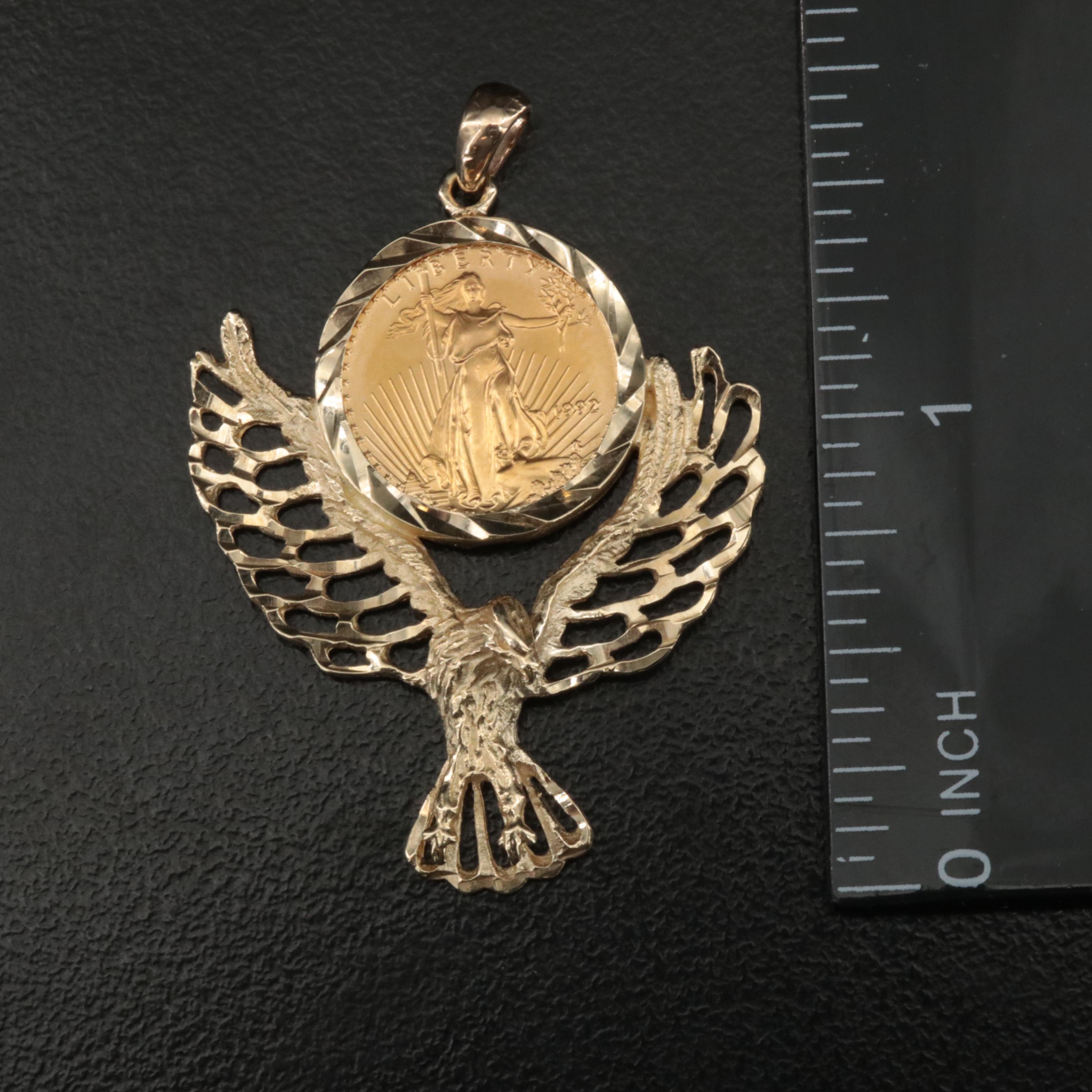 14K Eagle Pendant with 1992 $5 Gold Eagle Bullion Coin | EBTH