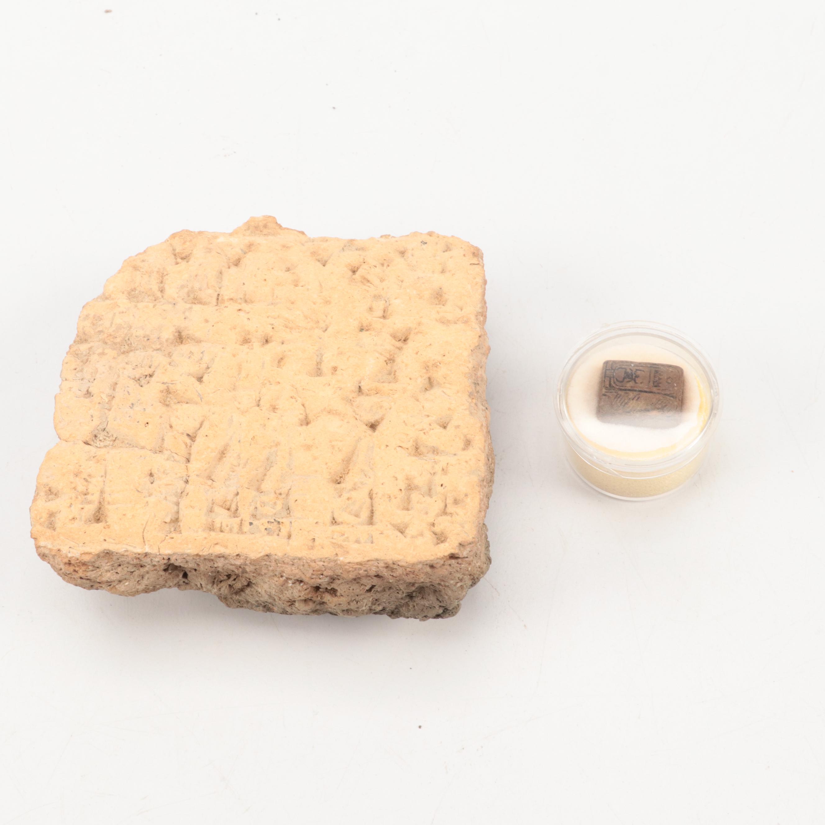 Ancient Mesopotamian Recipe Tablet Fragment, Brick, Amulet and More ...