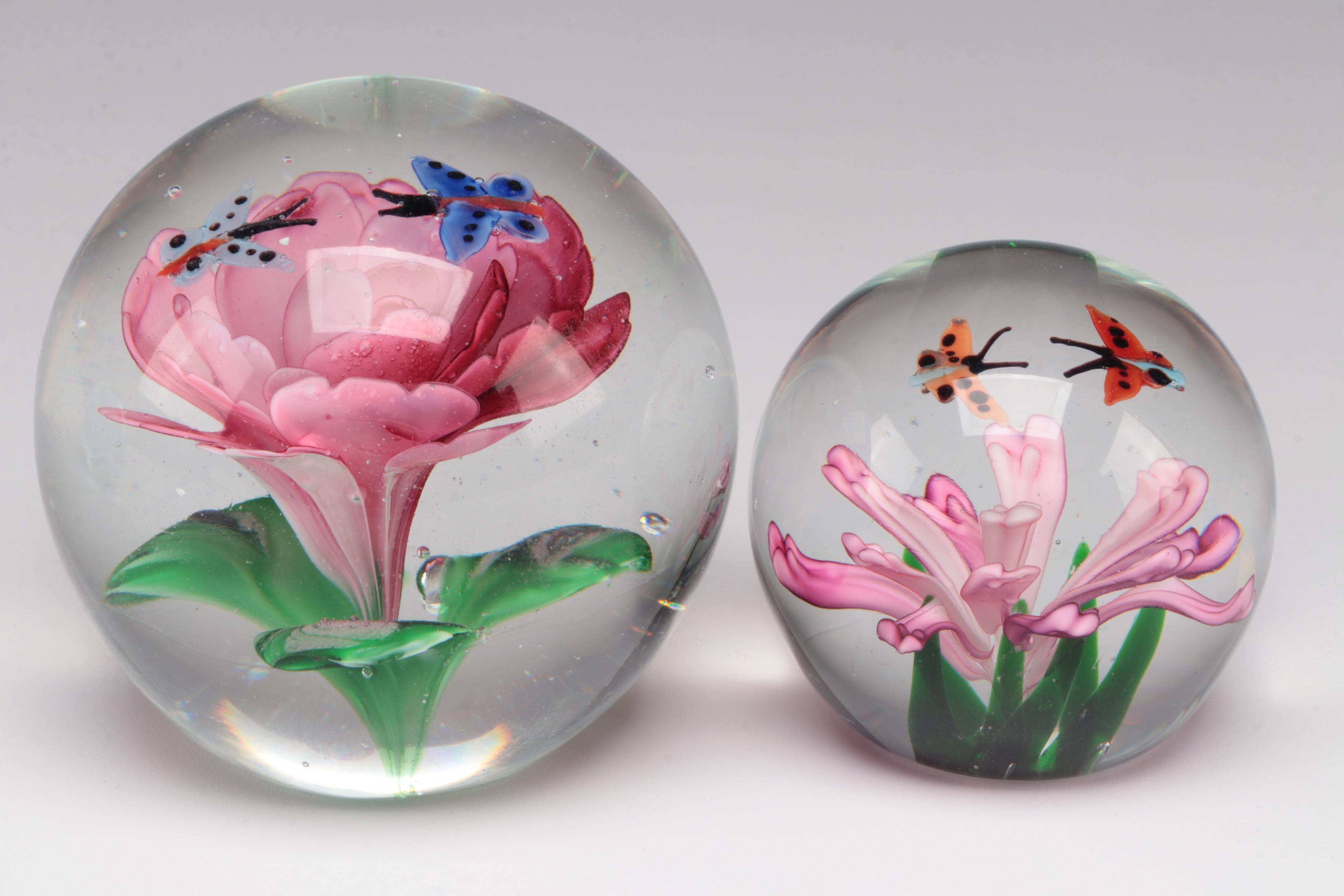 Signed Bill Slade Paperweight with Other Art Glass Paperweights | EBTH