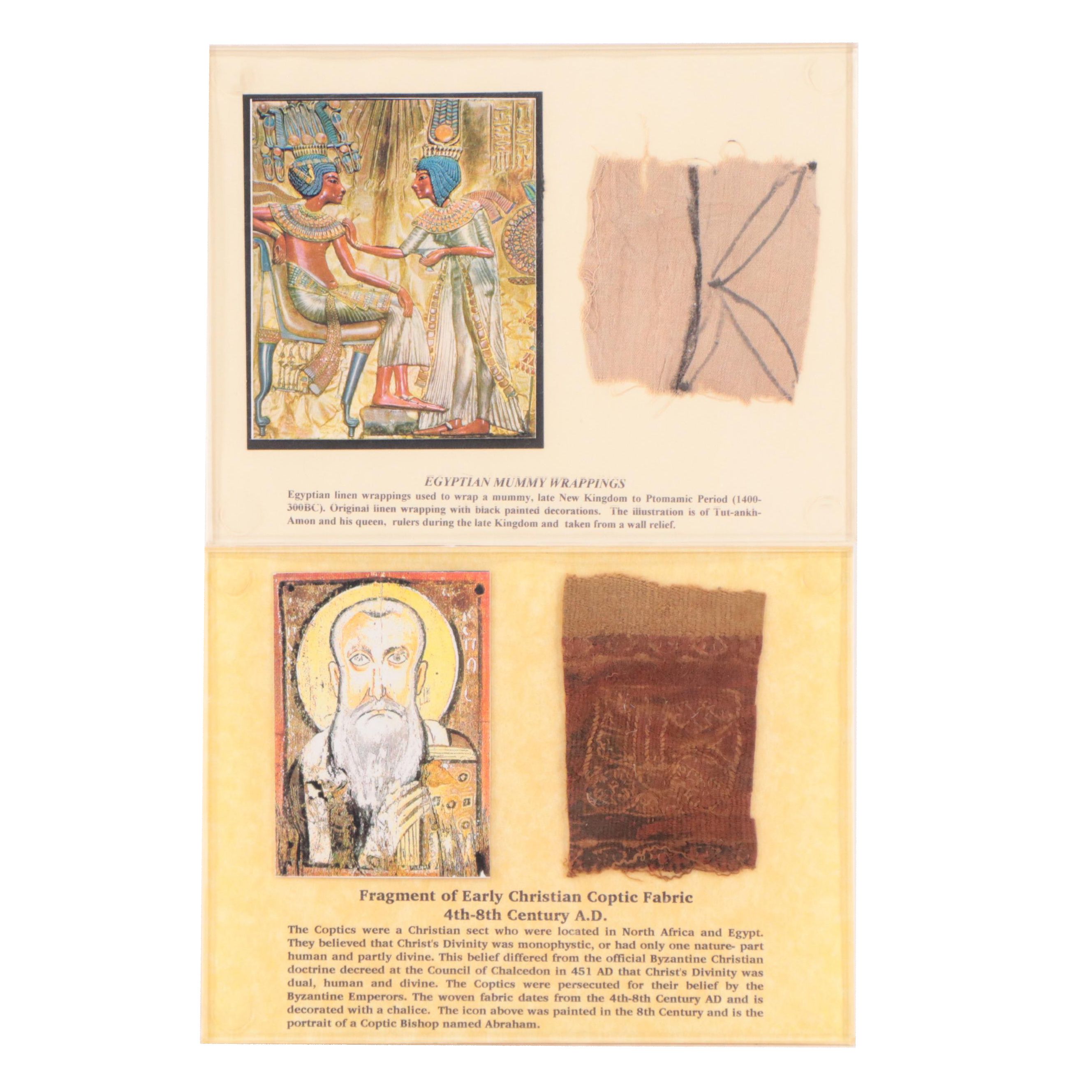 Ancient Textile Fragments Including Egyptian Linen Mummy Wrapping, 1400 ...