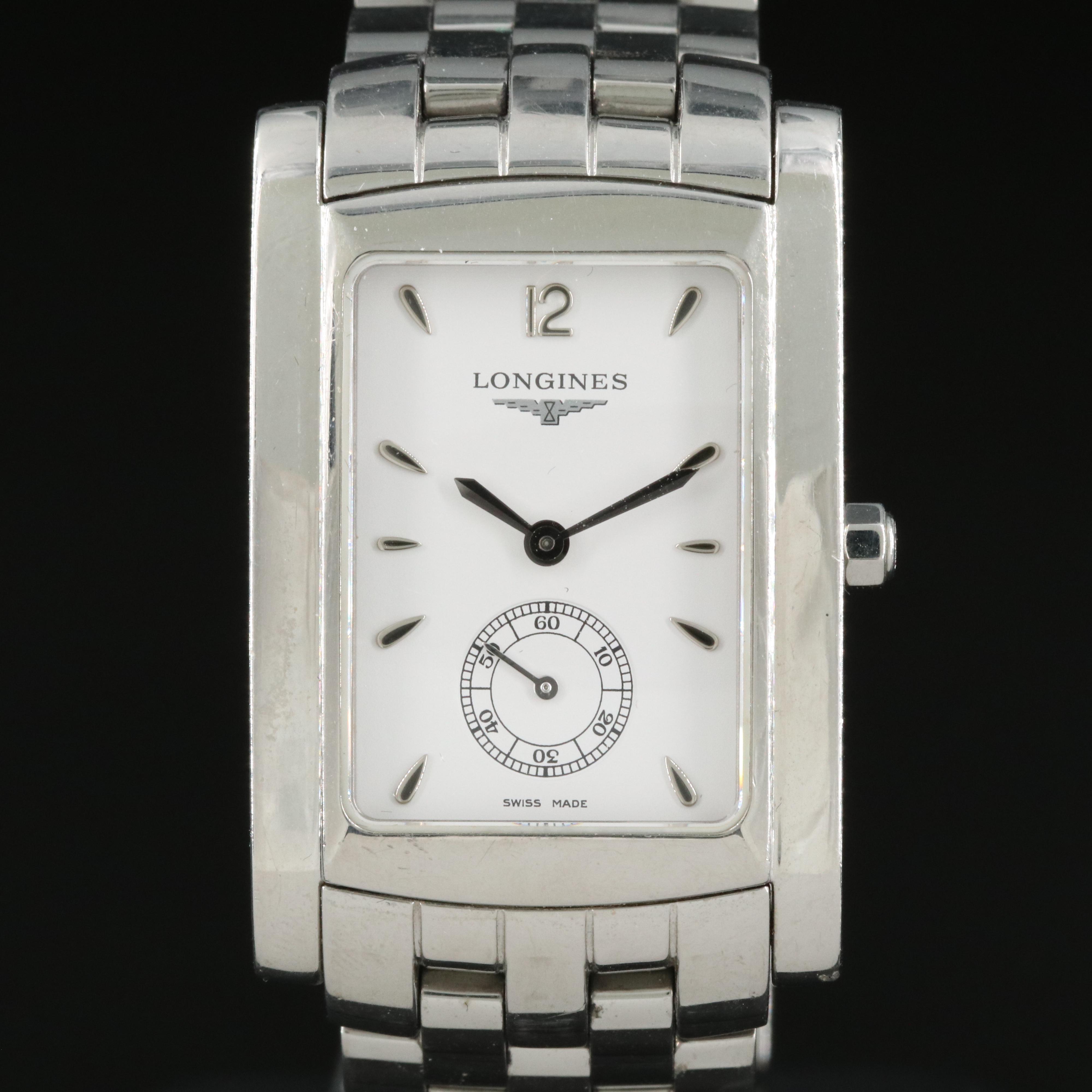 **Longines Tank-Style Stainless Steel Quartz Wristwatch | EBTH