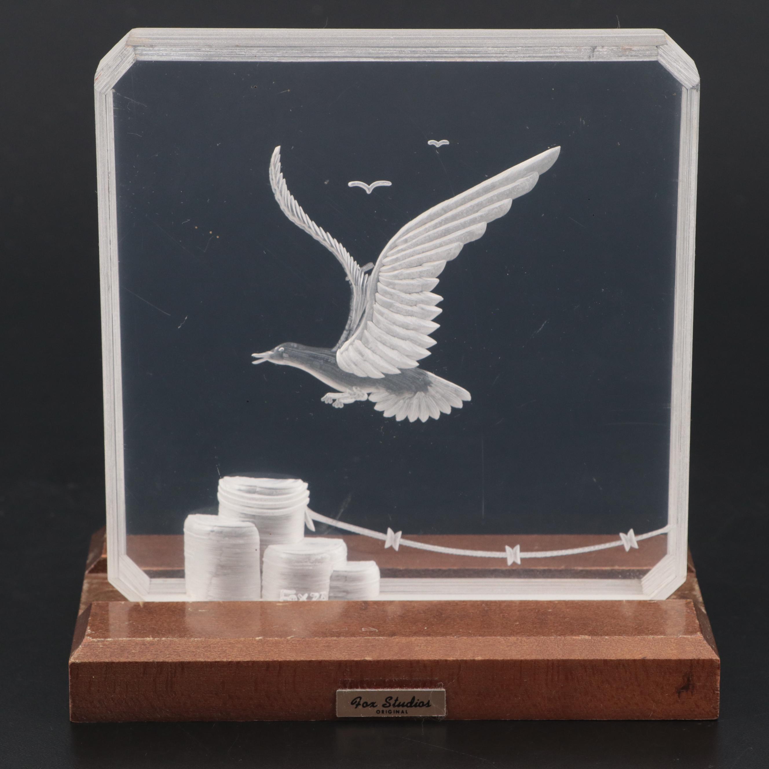 Fox Studios Reverse Carved Acrylic Seagull Sculpture, 1975 | EBTH