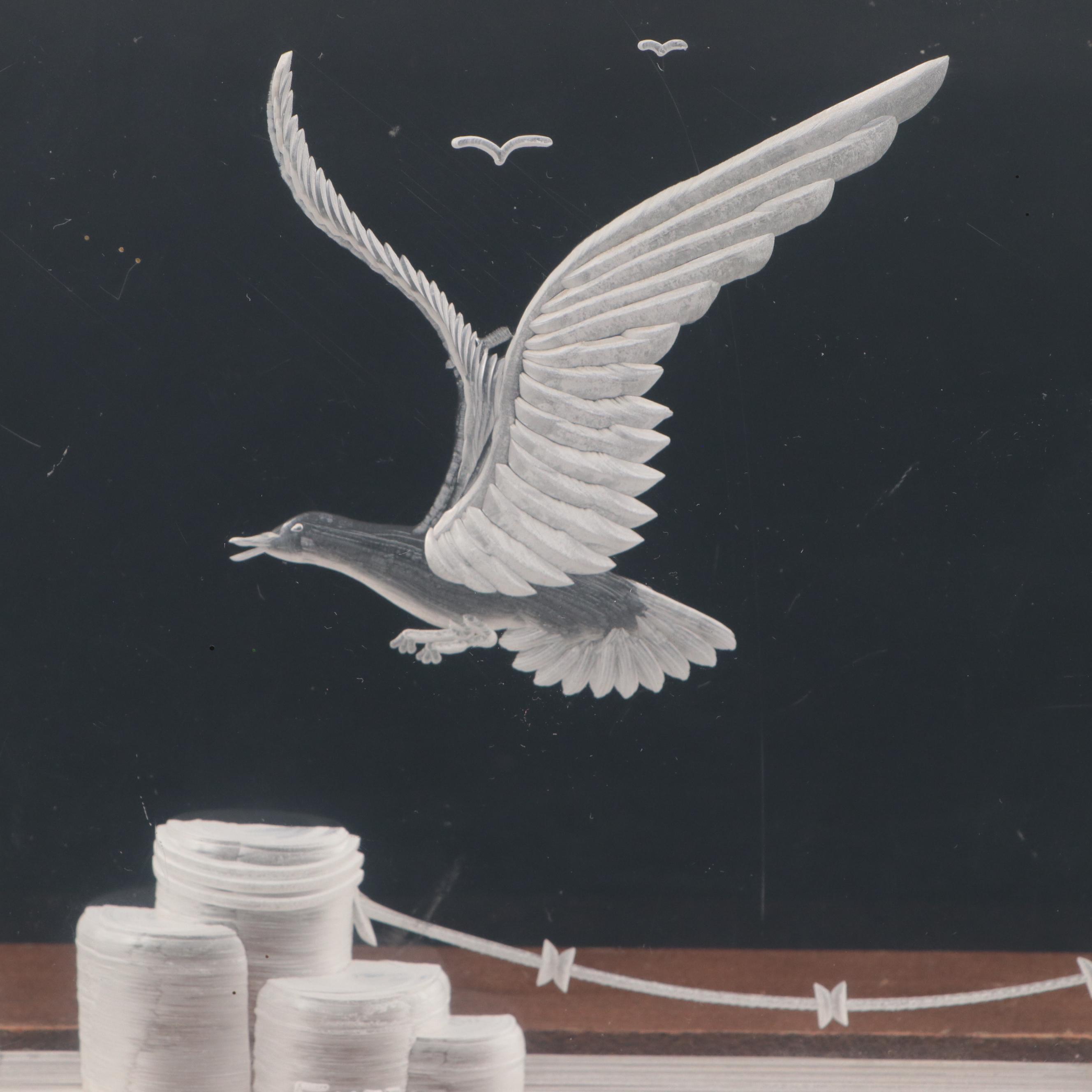 Fox Studios Reverse Carved Acrylic Seagull Sculpture, 1975 | EBTH