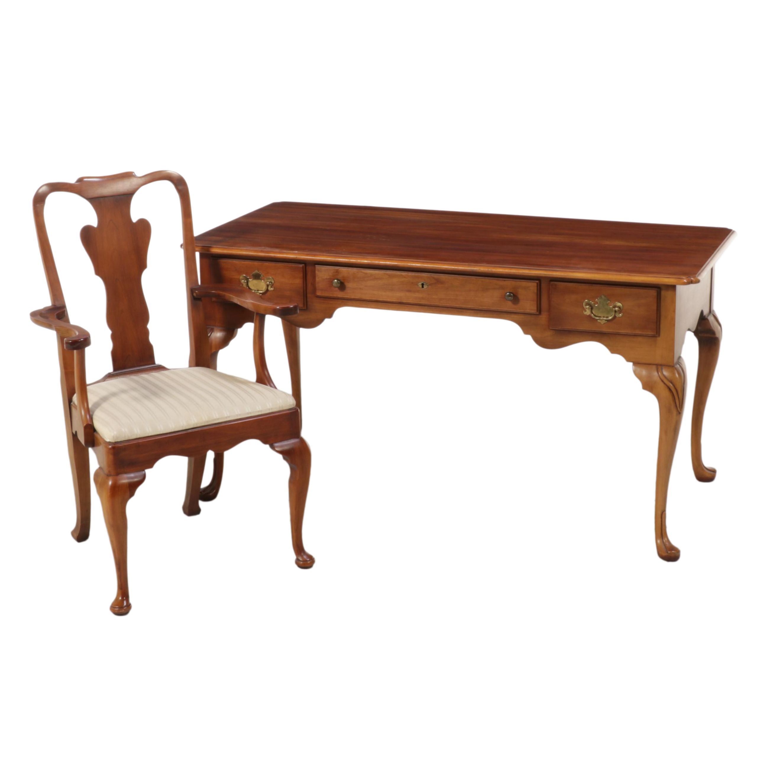 Statton Queen Anne Style Cherry Writing Desk with Armchair | EBTH
