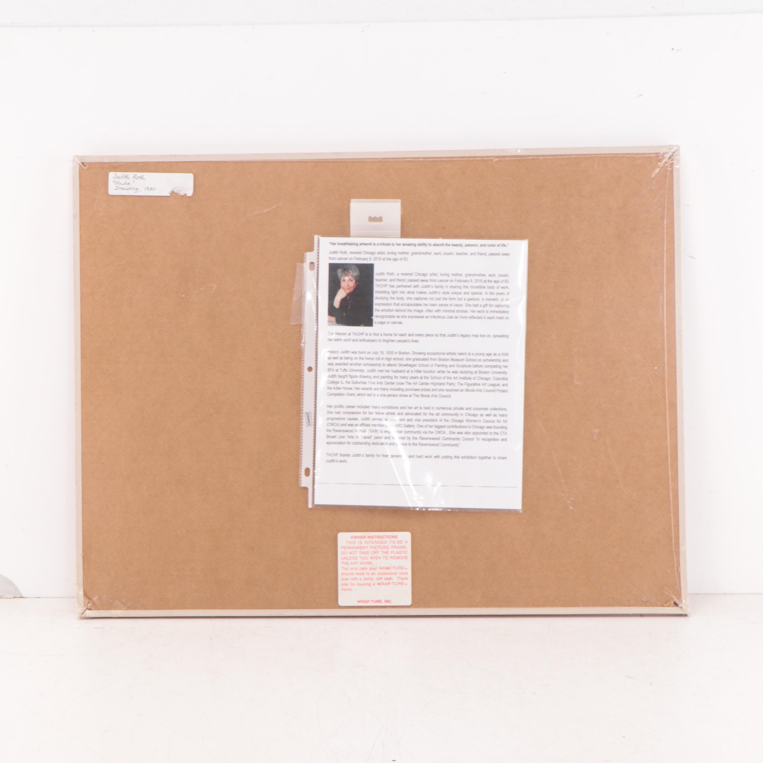 Judith Roth Red Conté Figure Drawing "Nude," 1970 | EBTH