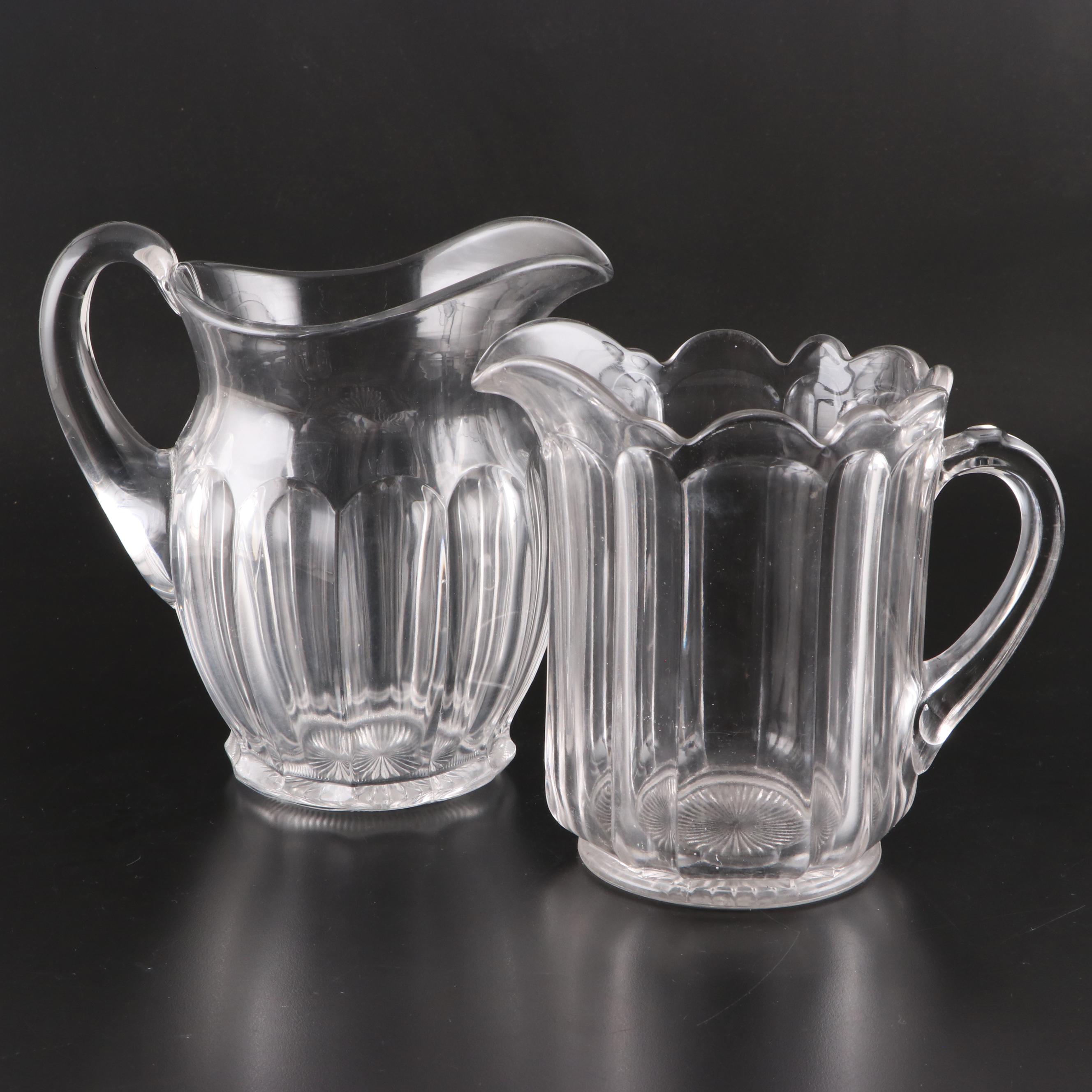 Heisey "Colonial Clear" Glass Pitcher and Scallop Rim Glass Pitcher ...