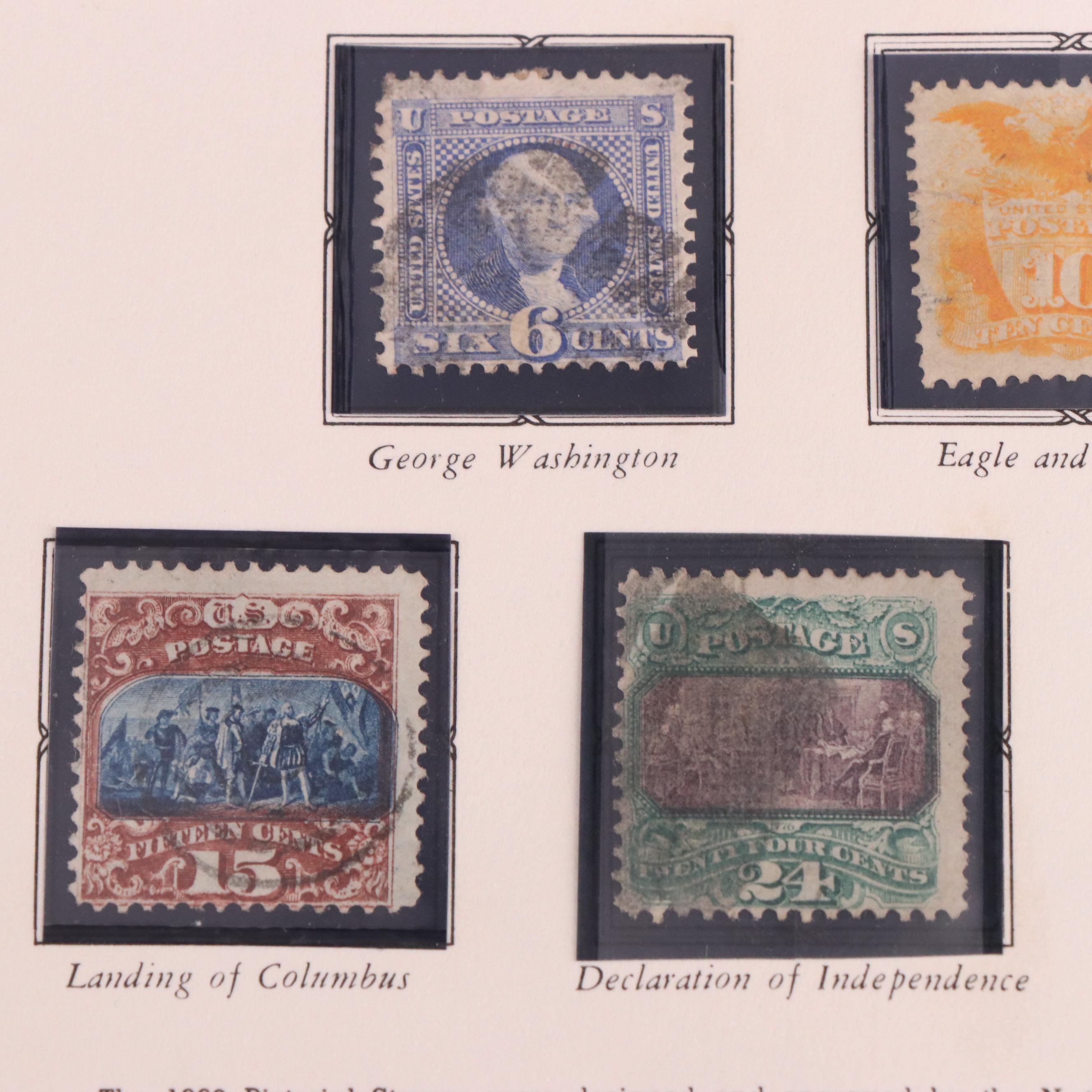 White-Ace Pictorial Issues of 1869 Stamp Catalog Page with Ten Early ...