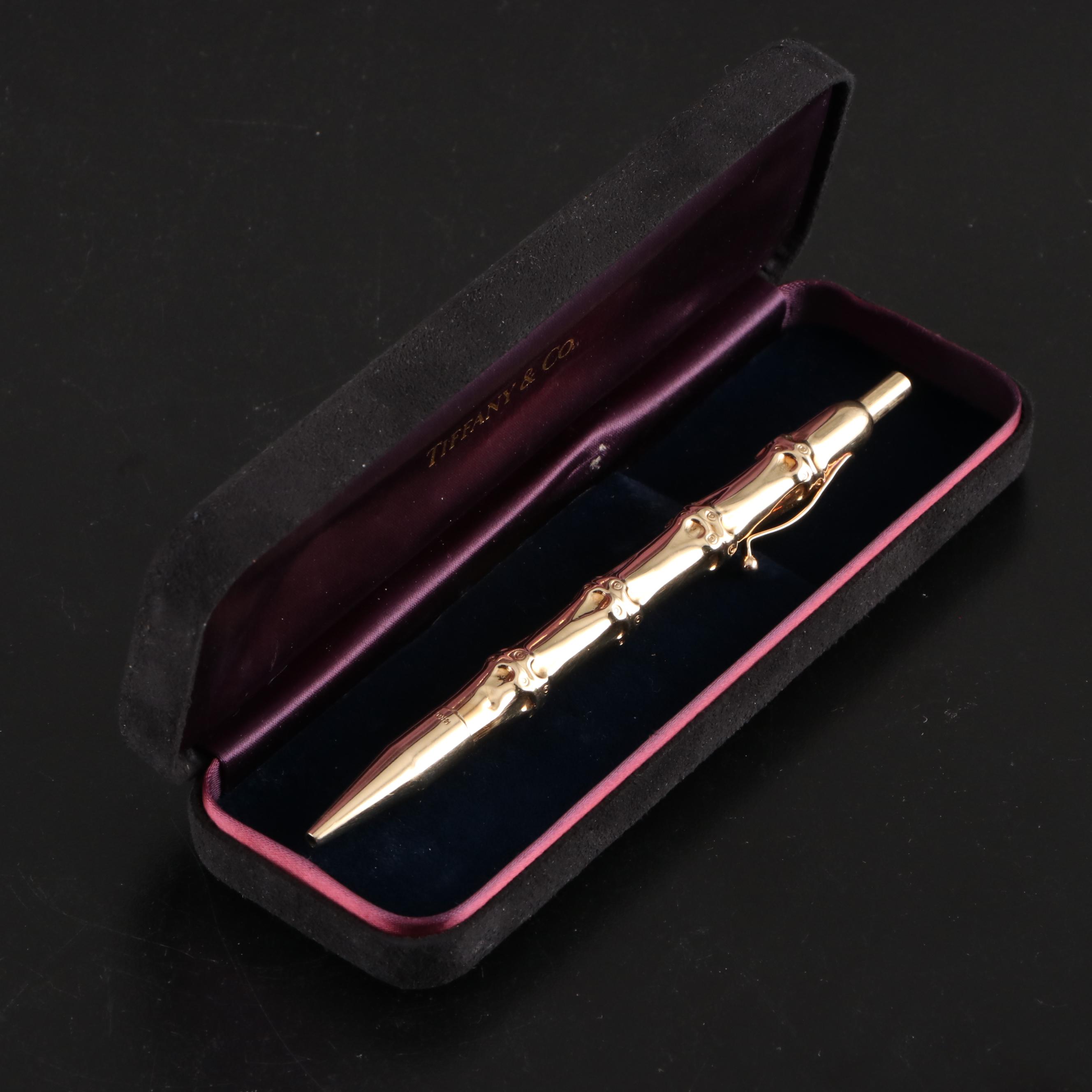 Louis Tamis for Tiffany & Co. 14K Gold Bamboo Form Ballpoint Purse Pen ...