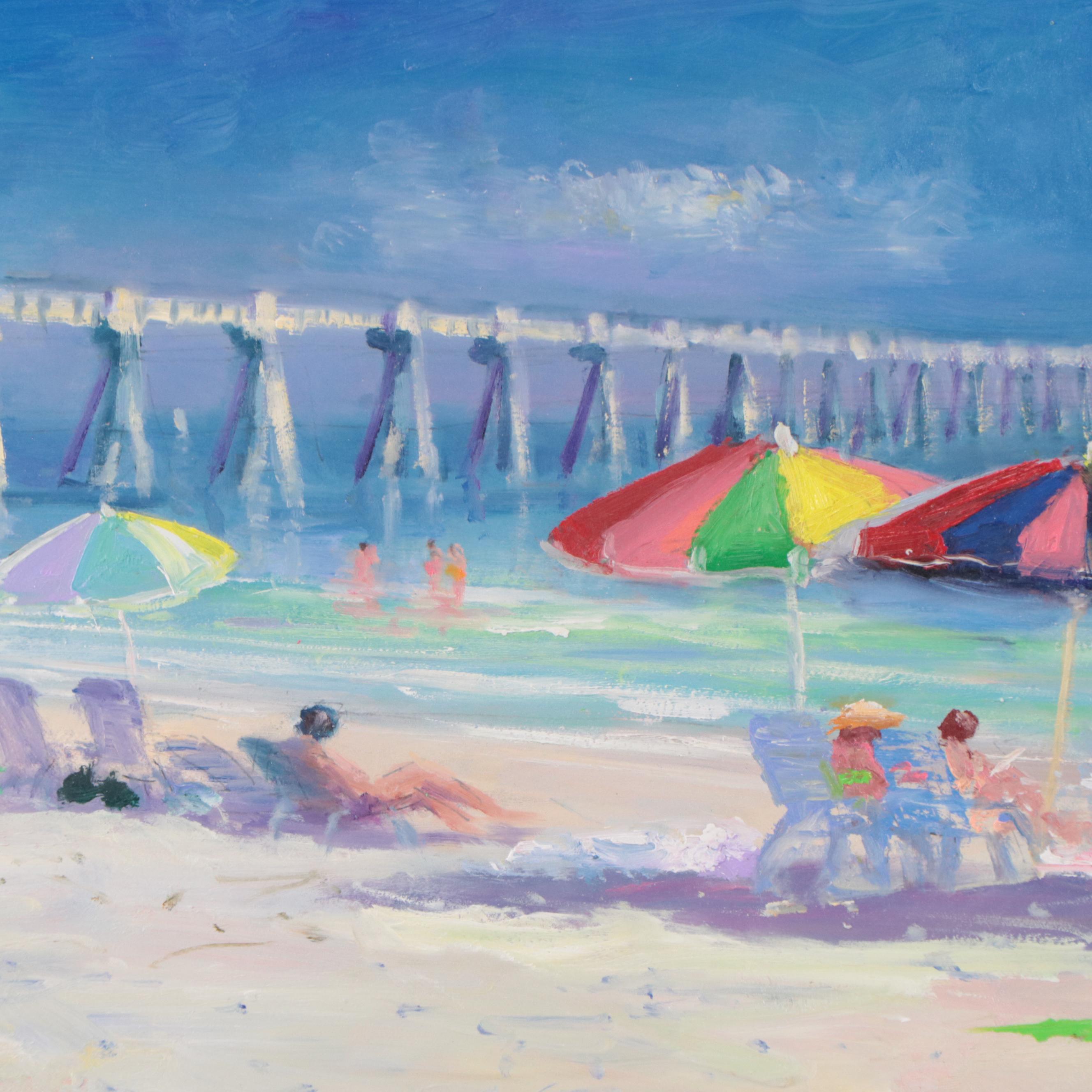 Nino Pippa Beach Scene Oil Painting "Route 1 Southeast Florida," 2016 ...