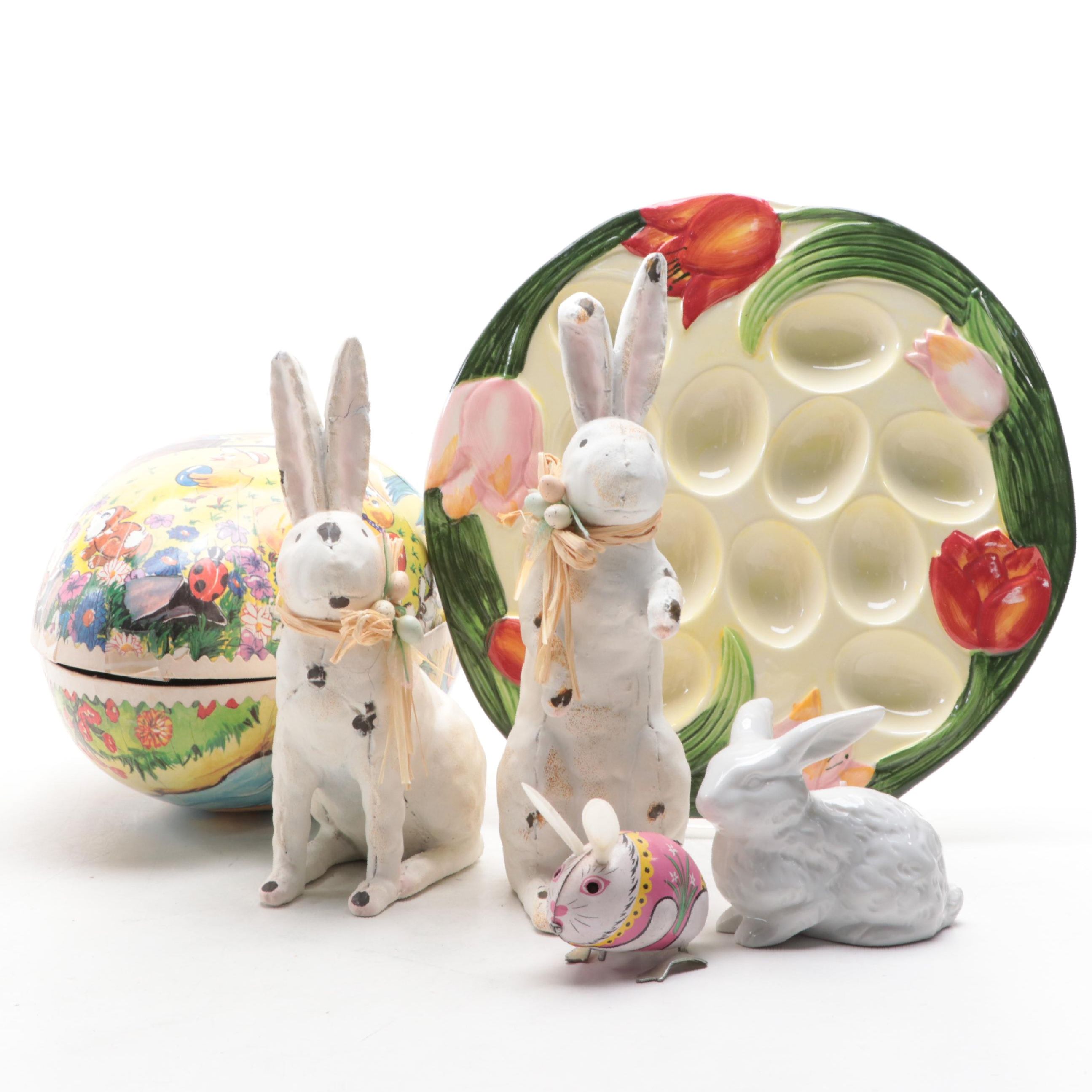 Easter and Spring Table Décor Including Deviled Egg Server, Figurines ...