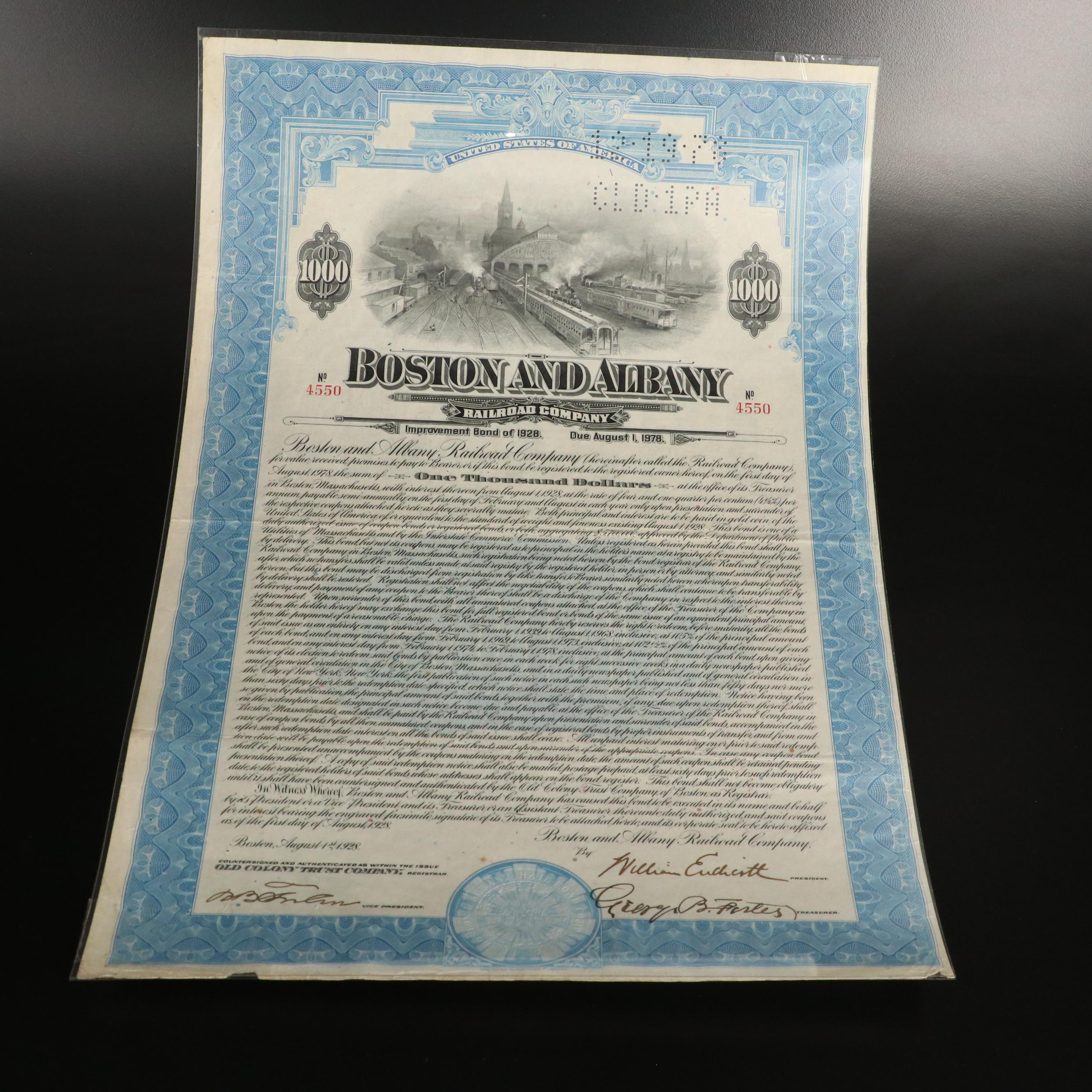 Collection of Nine Obsolete Railroad Stock Certificates From U.S. and ...